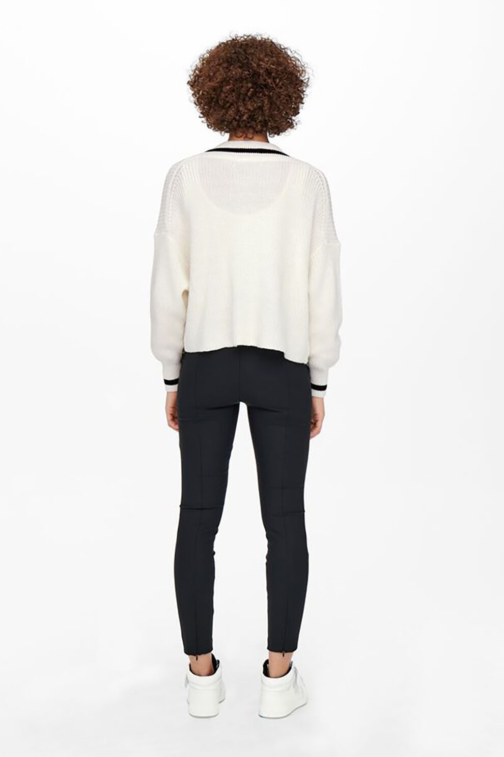 Only, Жилетка с копчета и шпиц, Мръснобял, Черен, XS - eMAG.bg