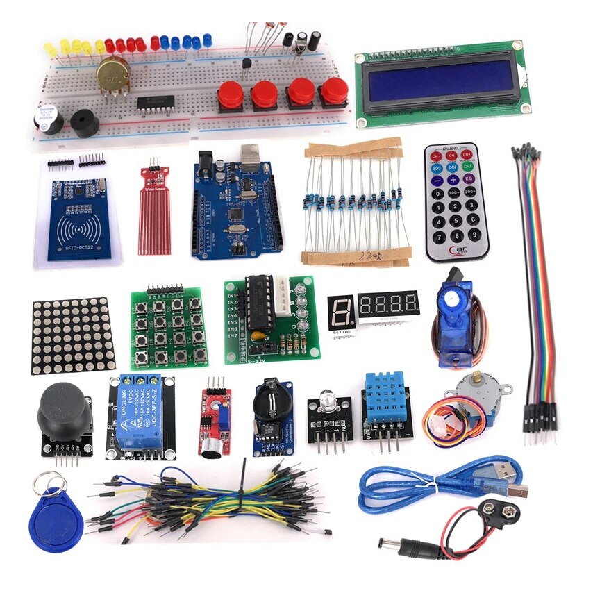 Kit arduino pentru incepatori cu senzor RFID, Telecomanda, Motor pas cu ...