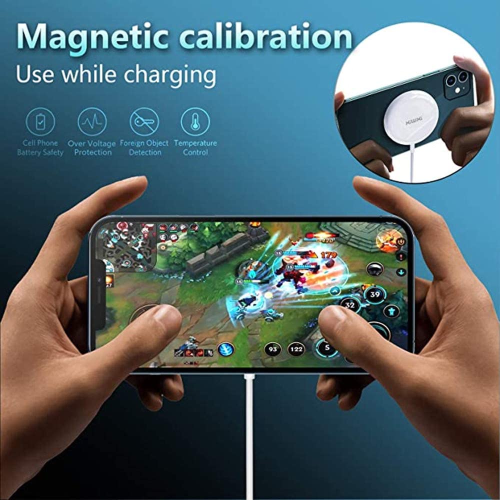 Магнитно безжично зарядно HNSMART, Бял, 15W, Съвместимо с IPhone 12 ...