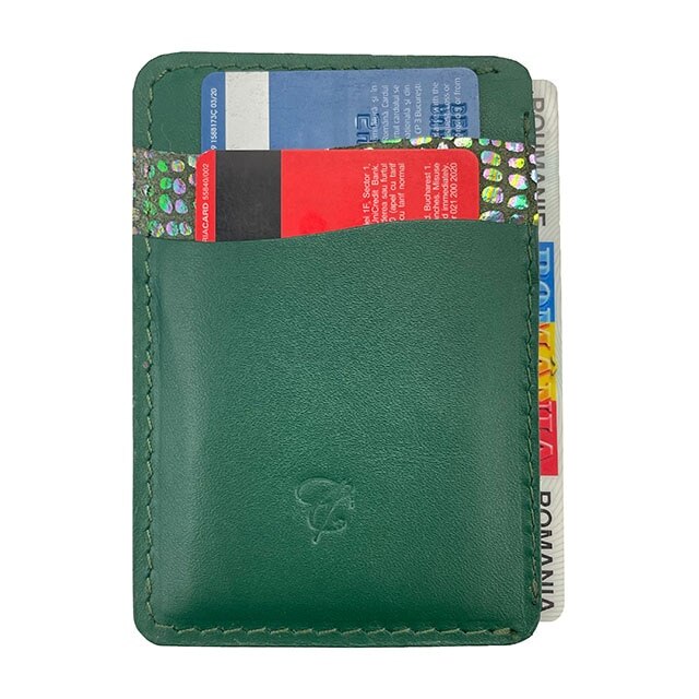 Portofel port card si buletin, Piele Naturala Verde - eMAG.ro