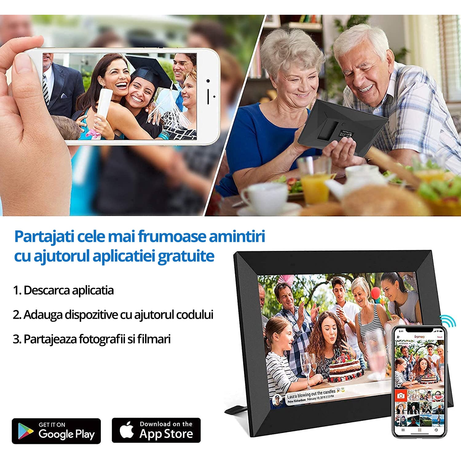 Rama Foto Digitala, LittleDomi, WiFi, Poze/Video, Landscape/Portret, 8 ...