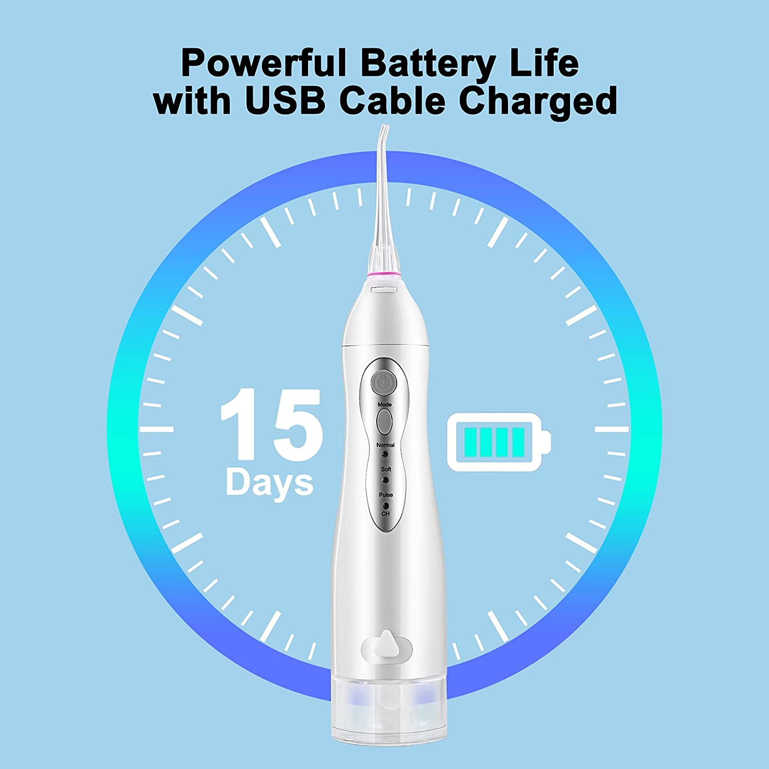 Електрически орален иригатор V8PLUS, безжичен, преносим, с 1700 mAh ...