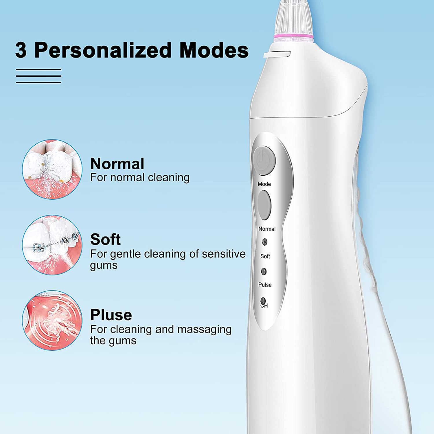 Електрически орален иригатор V8PLUS, безжичен, преносим, с 1700 mAh ...