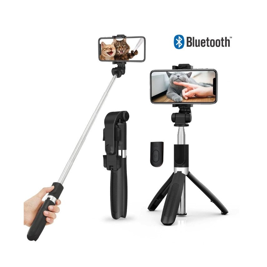 Selfie Stick Bluetooth Cu Telecomanda Si Trepied Negru Emag Ro