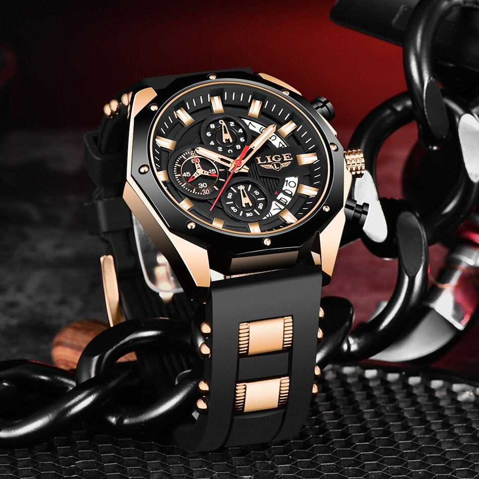 Férfi karóra Lige Chronograph Elegant Casual Analóg kijelző Kvarc ...