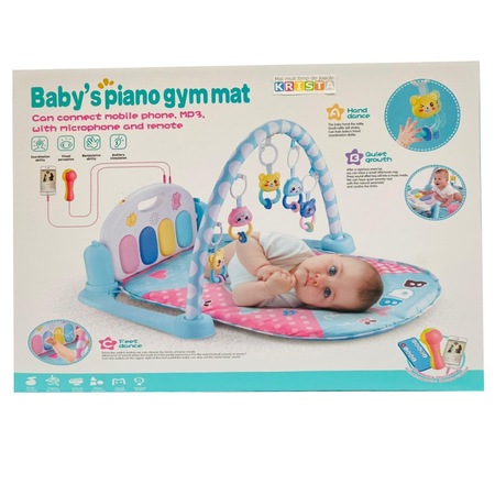 Saltea bebe cu pian, telecomanda, microfon si mufa MP3, bleu - eMAG.ro