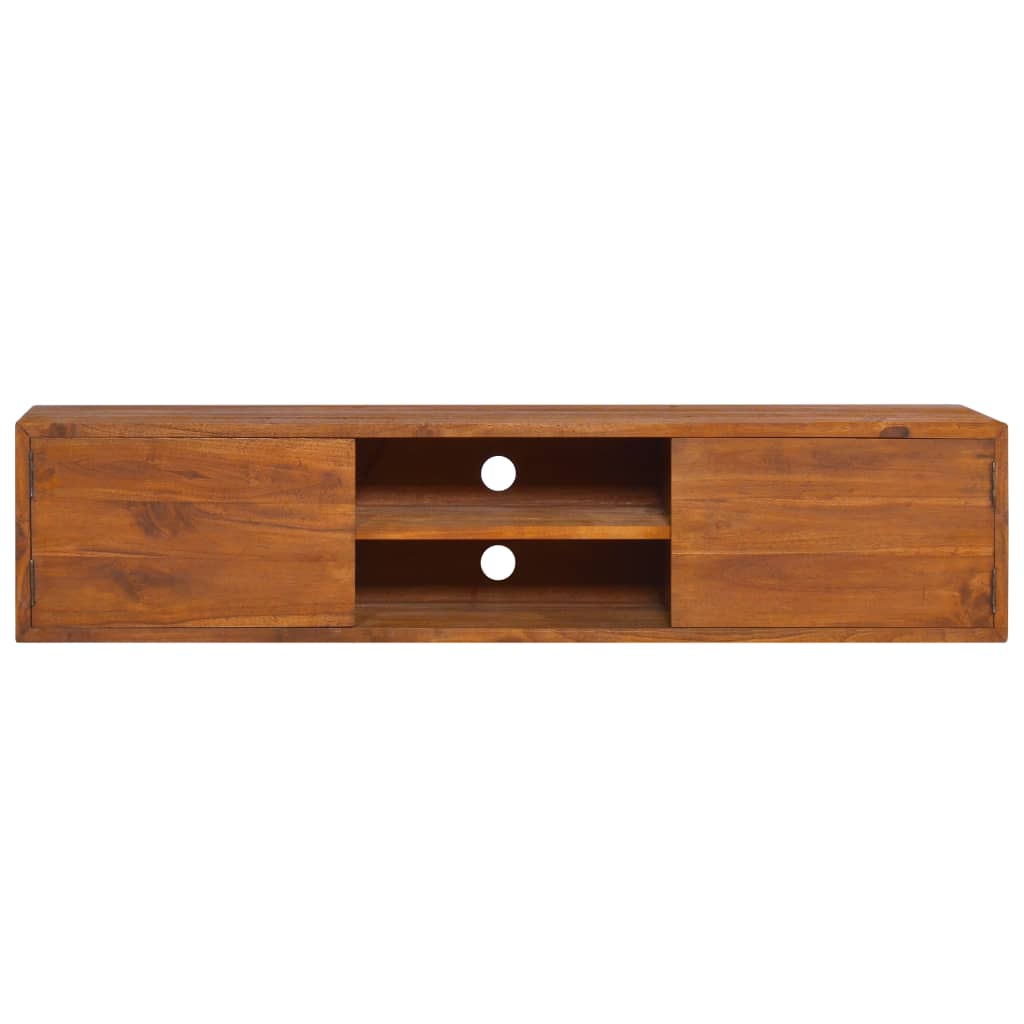 Dulap TV montat pe perete vidaXL, 135 x 30 x 30 cm, lemn masiv de tec ...