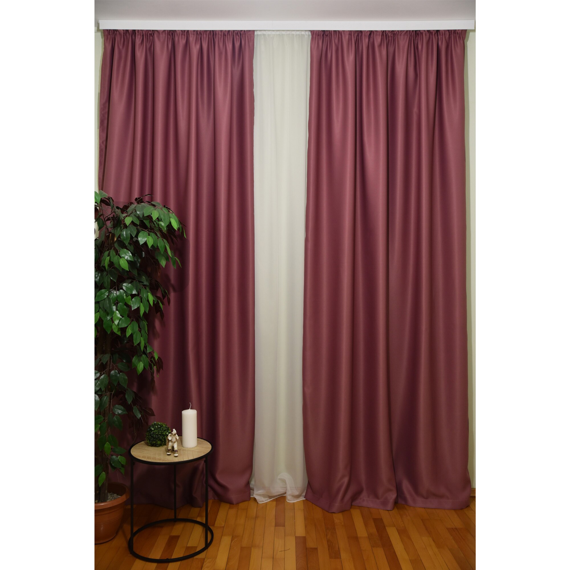 Set doua draperii Black-out Roz Inchis 2x150x260 cm, cu rejansa - eMAG.ro