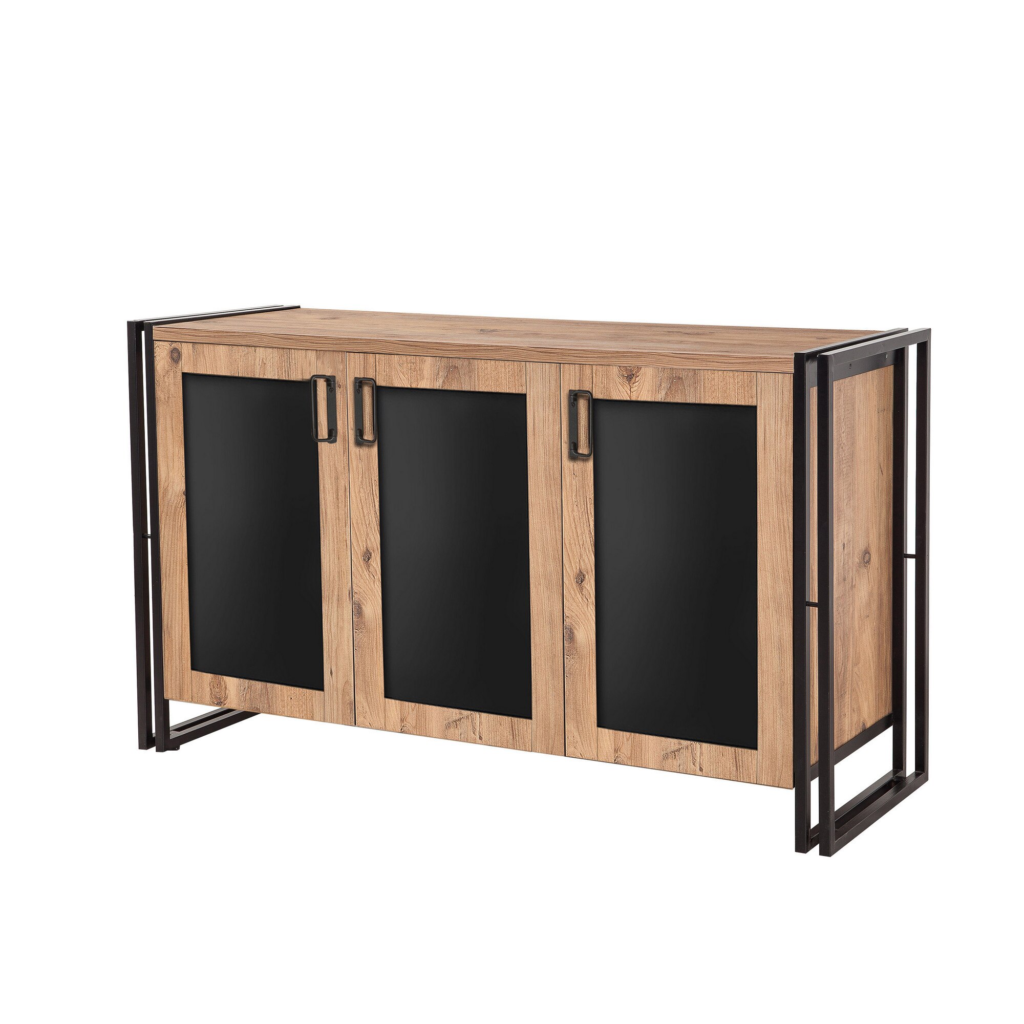 Comoda Kalune Design Arcade, PAL melaminat, 140x45x80xcm, Pin/Negru ...