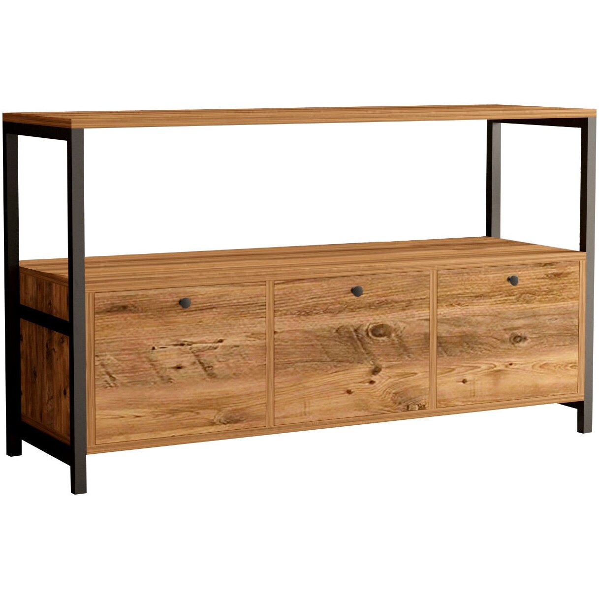 Comoda Kalune Design Neron, PAL melaminat, 120x30x75xcm, Nuc/Negru ...