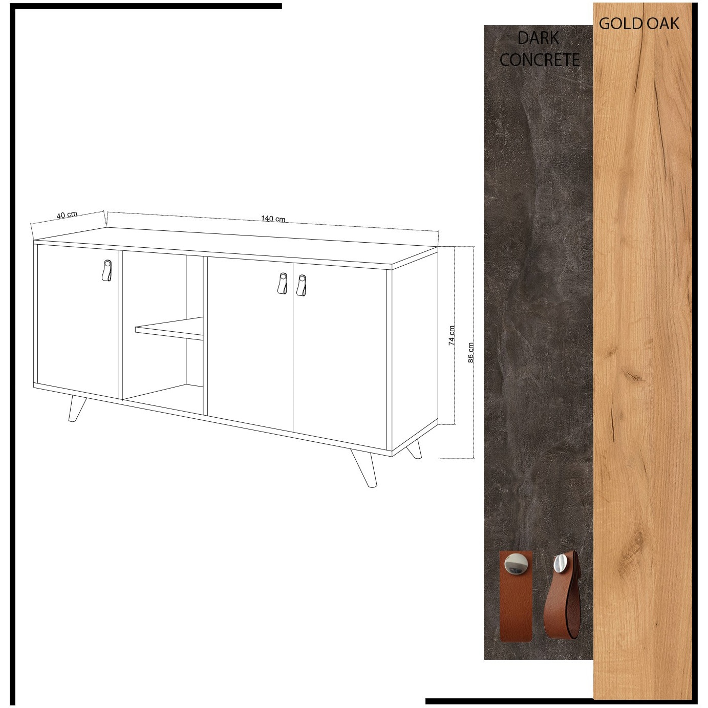 Comoda Kalune Design Planky, PAL melaminat, 140x40x86xcm, Stejar - eMAG.ro