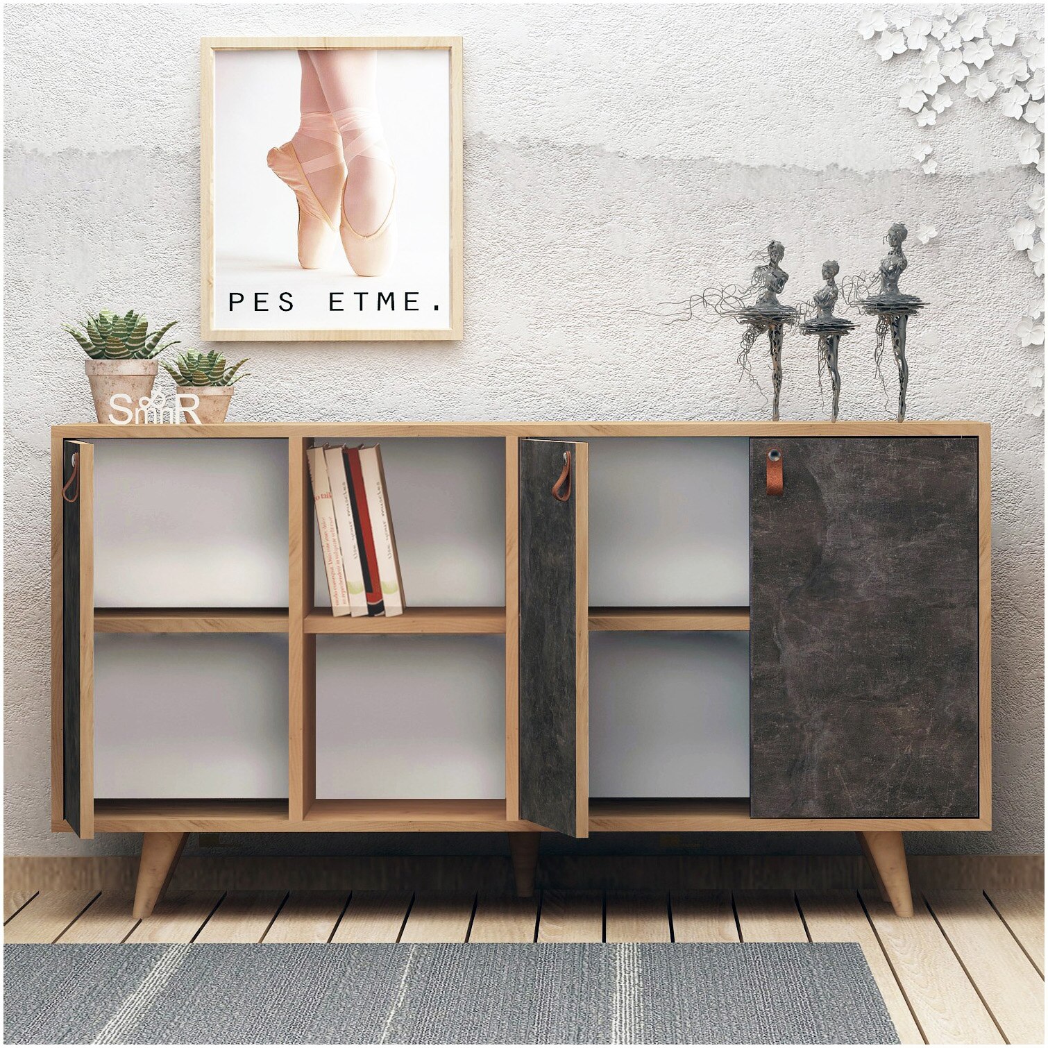 Comoda Kalune Design Planky, PAL melaminat, 140x40x86xcm, Stejar - eMAG.ro