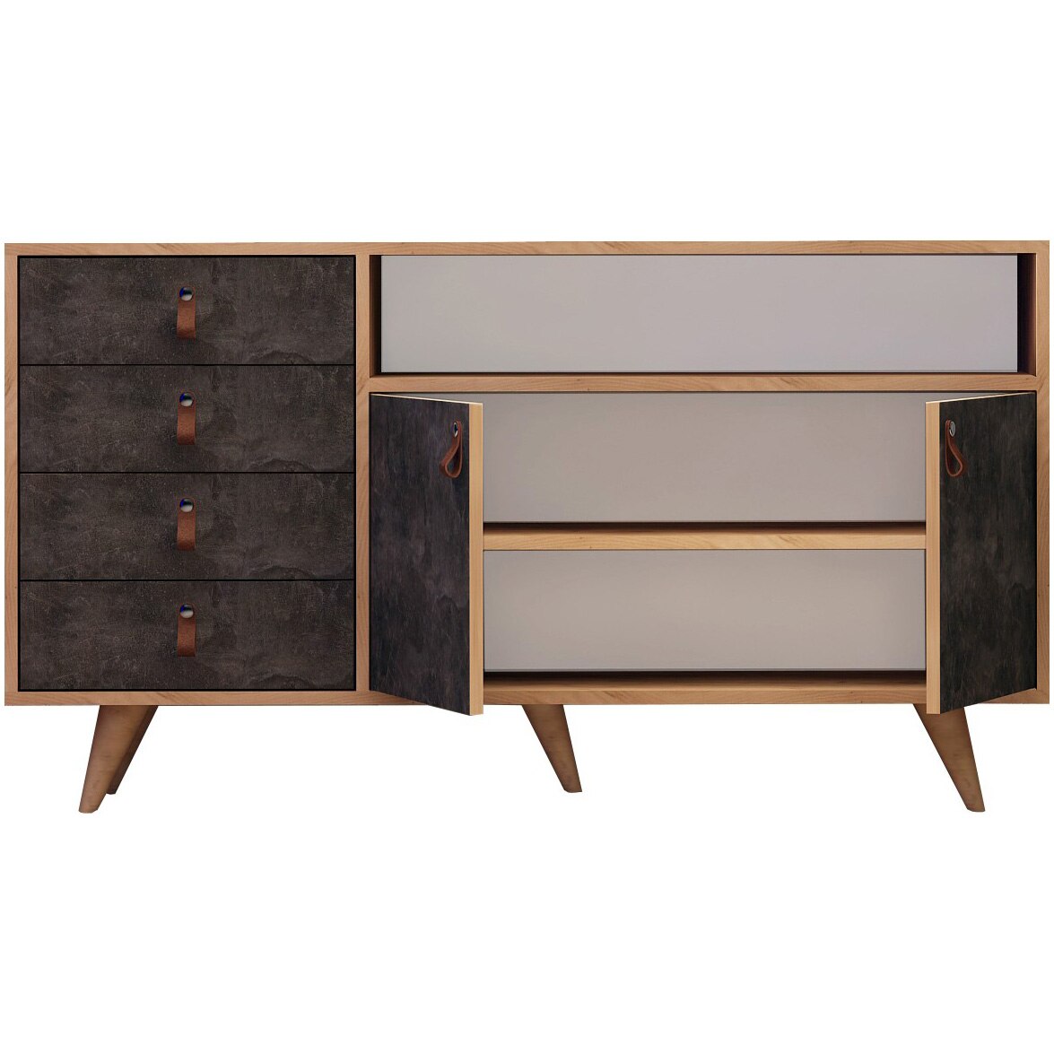 Comoda Kalune Design Simon, 4 sertare, PAL melaminat, 140x40x86xcm ...