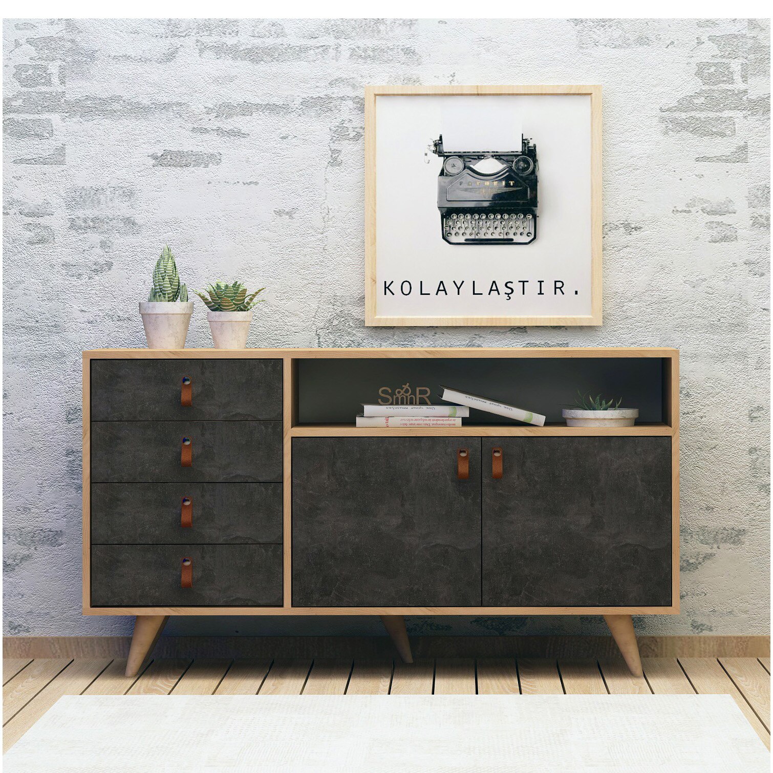 Comoda Kalune Design Simon, 4 sertare, PAL melaminat, 140x40x86xcm ...