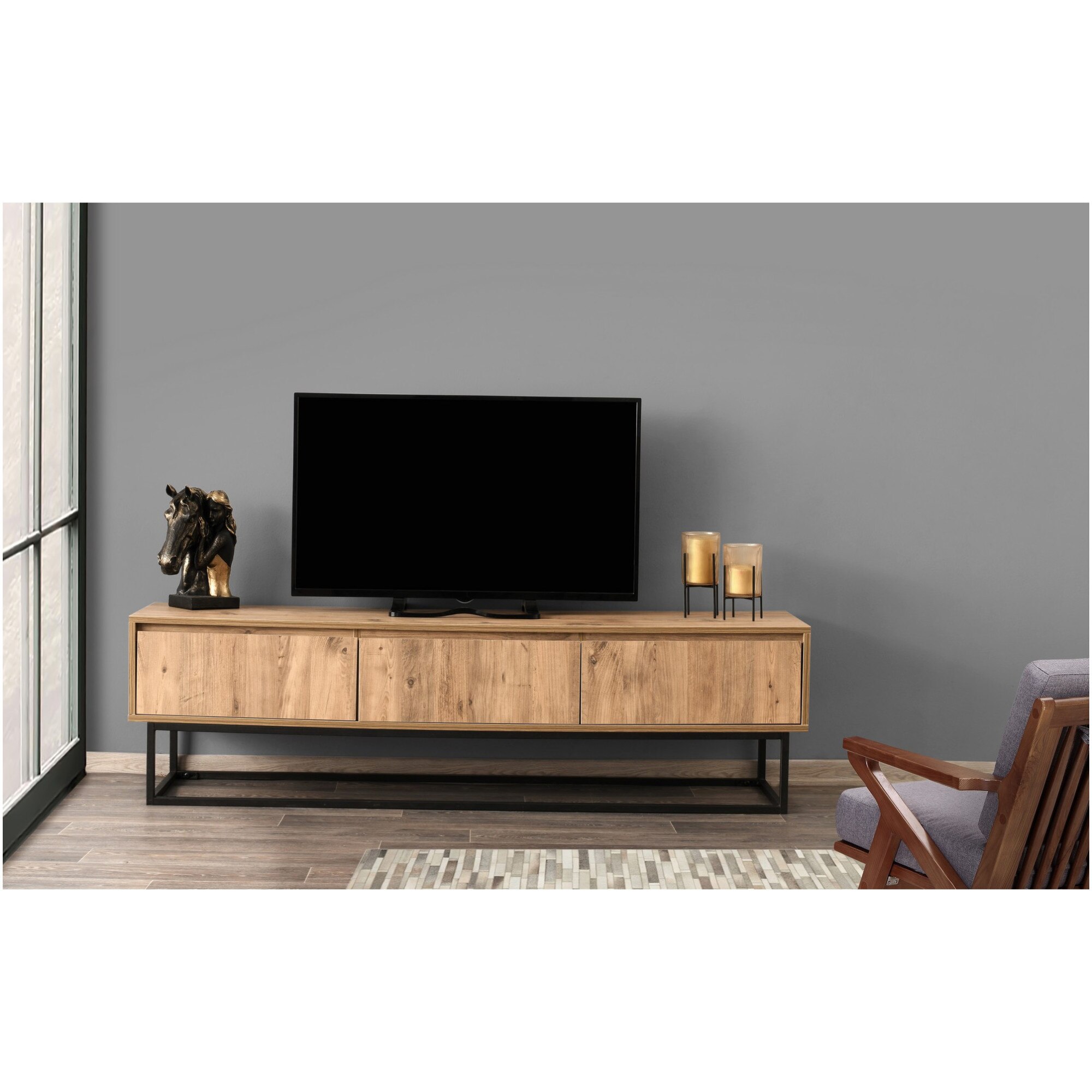 Comoda TV Kalune Design Charm, 3 sertare, PAL melaminat, 180x40x50xcm ...