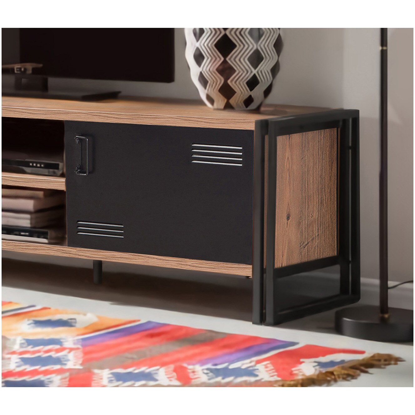 Comoda TV Kalune Design Cosmo, PAL melaminat, 180x45x50xcm, Pin/Negru ...