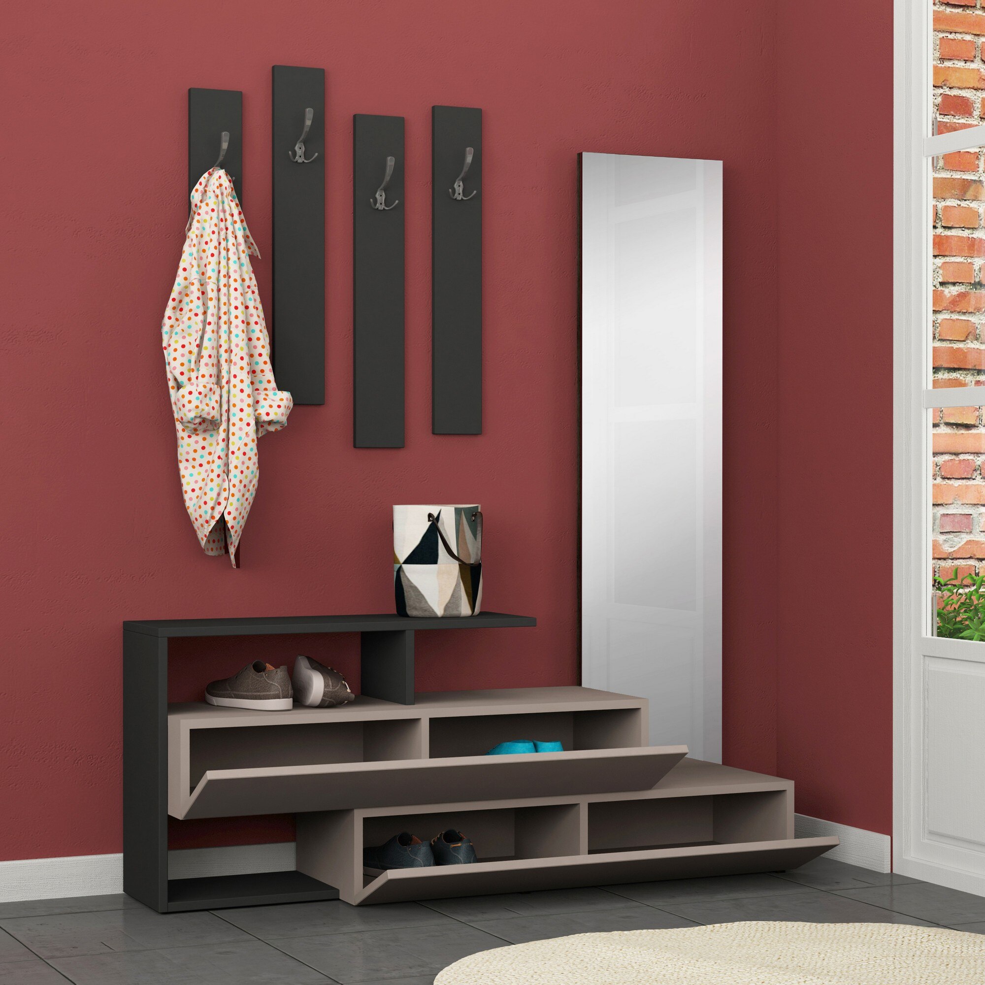 Cuier Kalune Design Anthony, PAL melaminat, 137x35x54.5xcm, Mocha ...