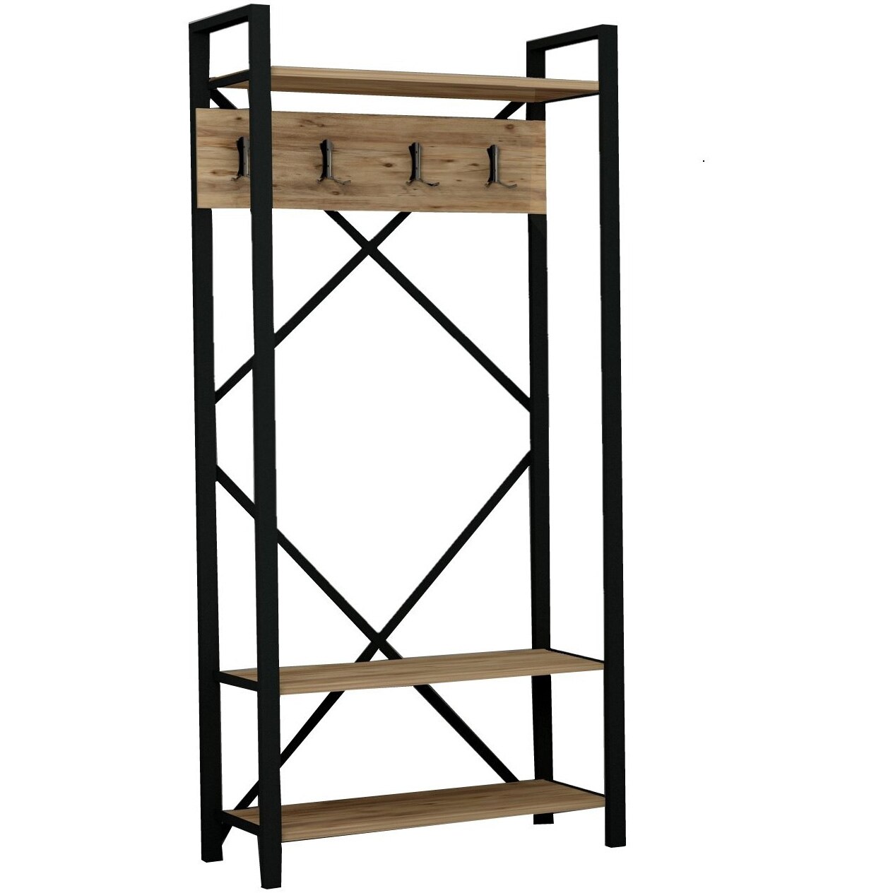 Cuier Kalune Design Athena, PAL melaminat, 90x35x180xcm, Pin/Negru ...