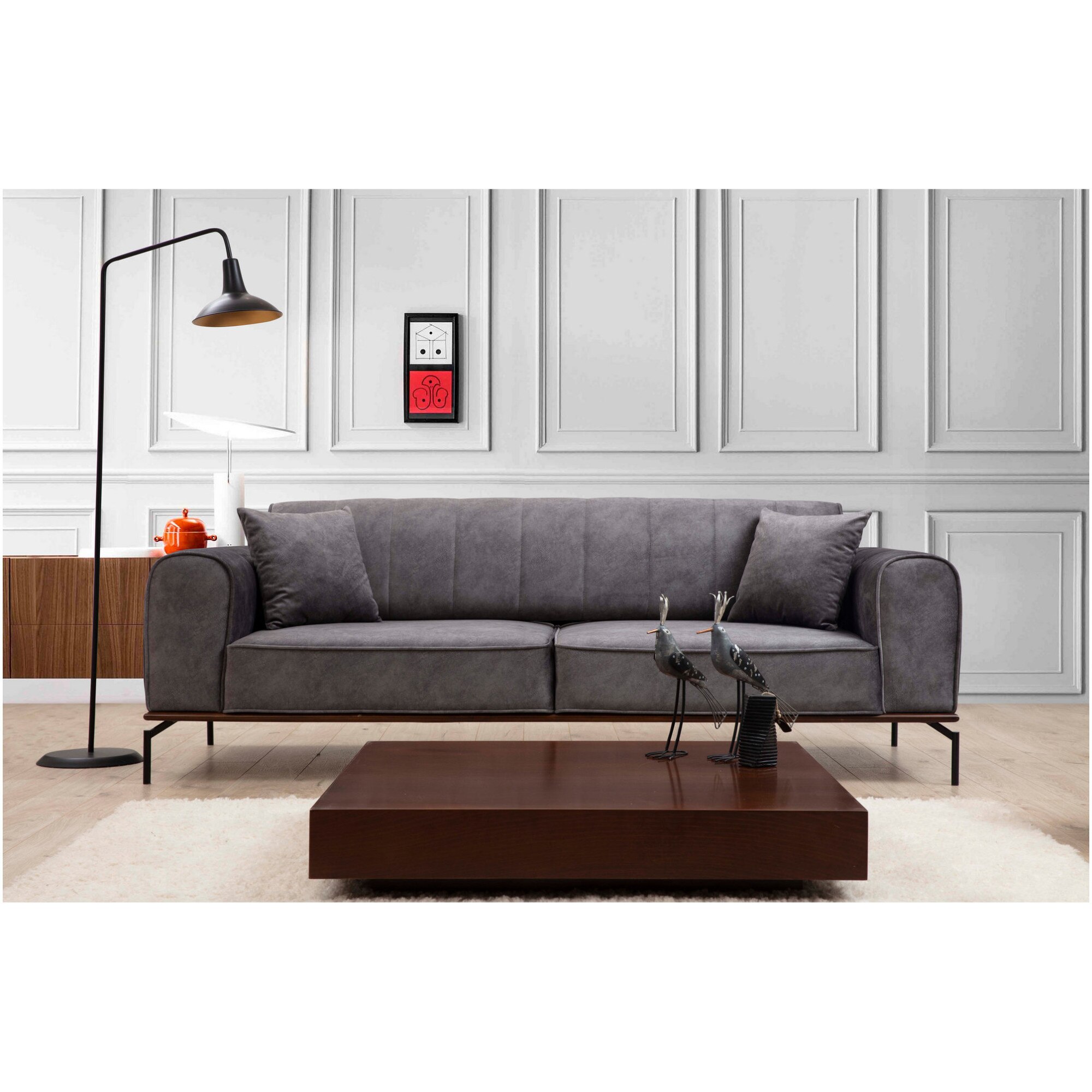 Canapea fixa cu 3 locuri Atelier Del Sofa Fallon, 194x98x83cm, Antracit ...