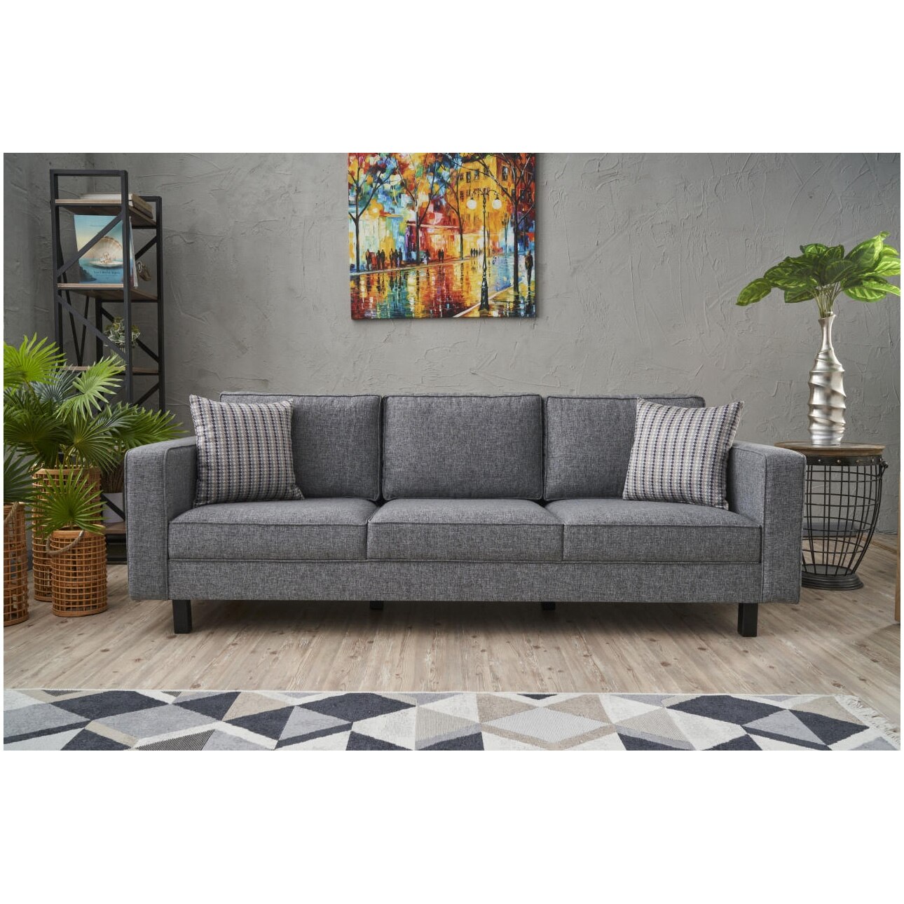 Canapea fixa cu 3 locuri Atelier Del Sofa Laurel, 222x91x83cm, Gri ...