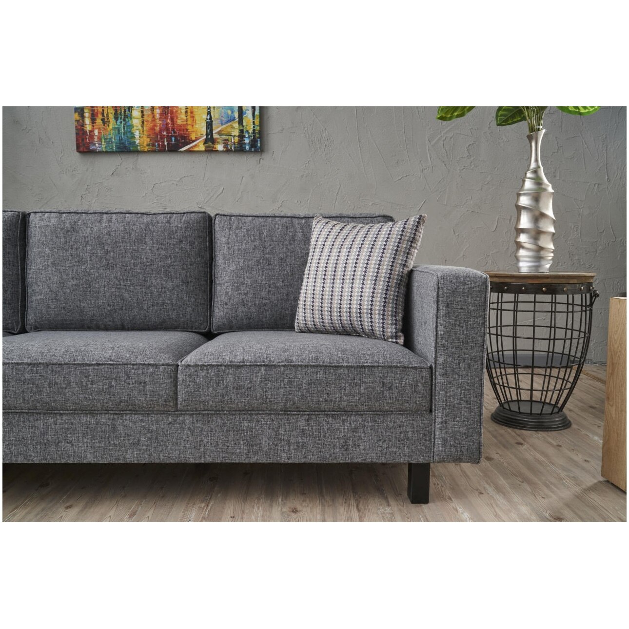 Canapea fixa cu 3 locuri Atelier Del Sofa Laurel, 222x91x83cm, Gri ...