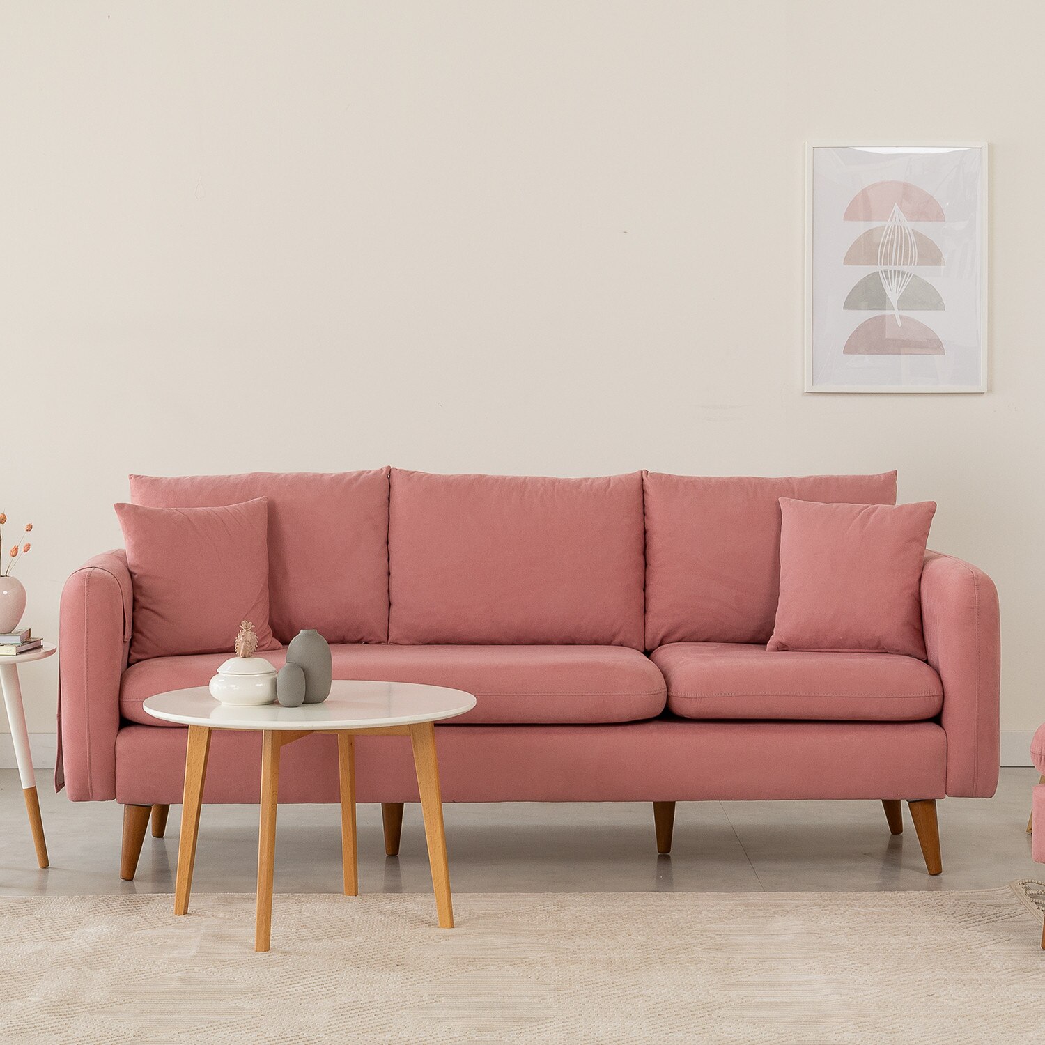 Canapea fixa cu 3 locuri Atelier Del Sofa Sofia, 215x91x85cm, Pink ...