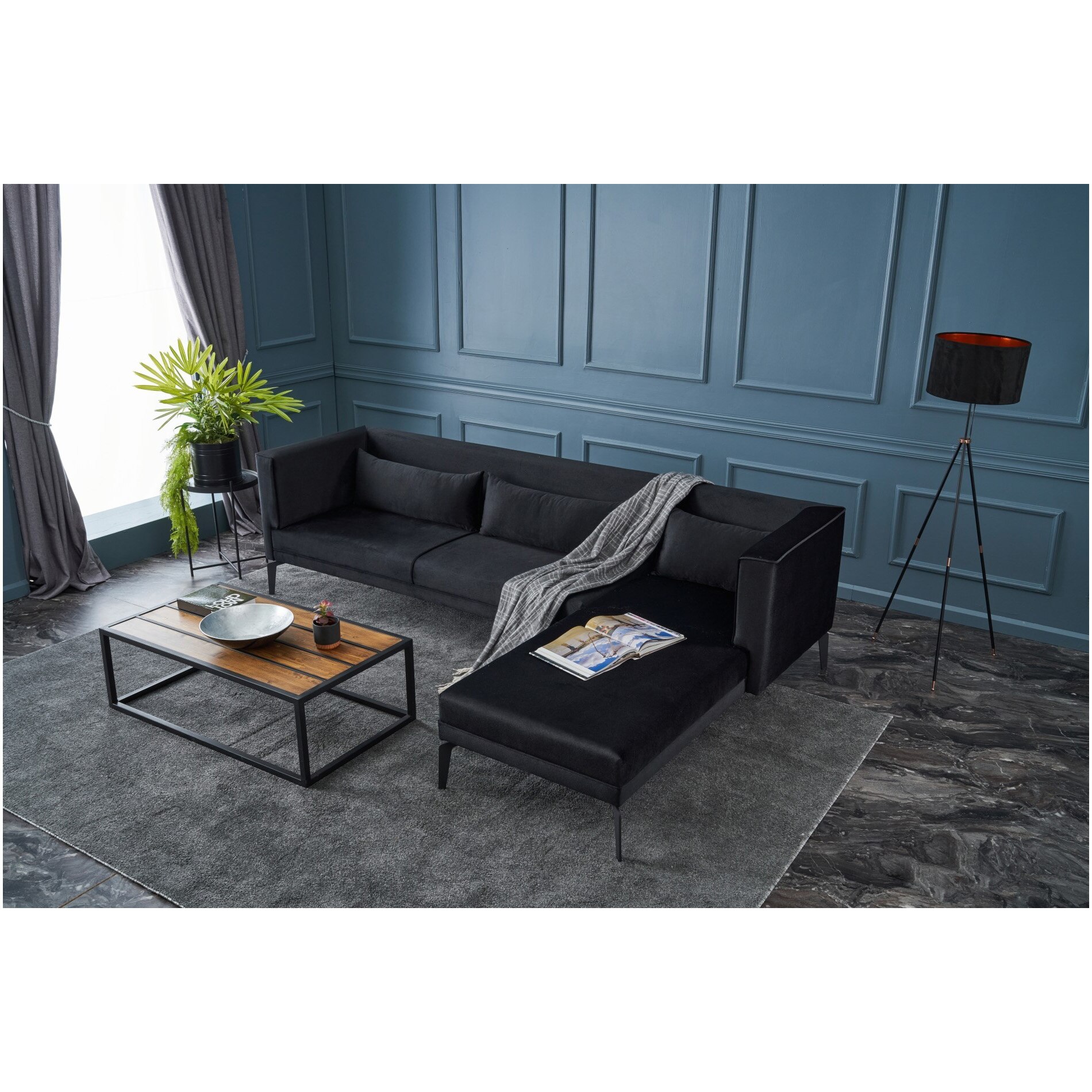 Coltar modular Atelier Del Sofa Addison, 274x76x173cm, Negru - eMAG.ro