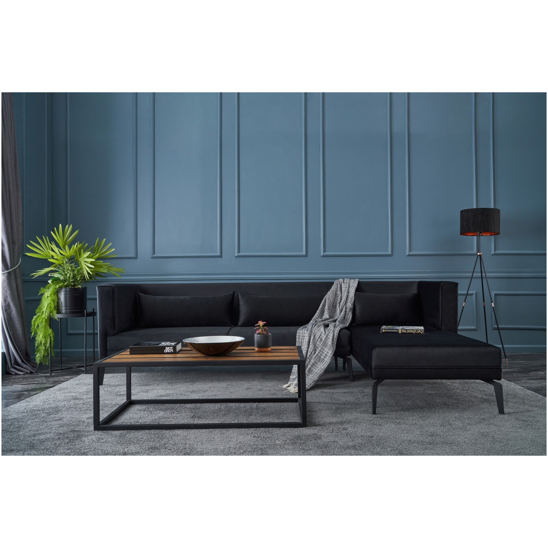 Coltar modular Atelier Del Sofa Addison, 274x76x173cm, Negru - eMAG.ro