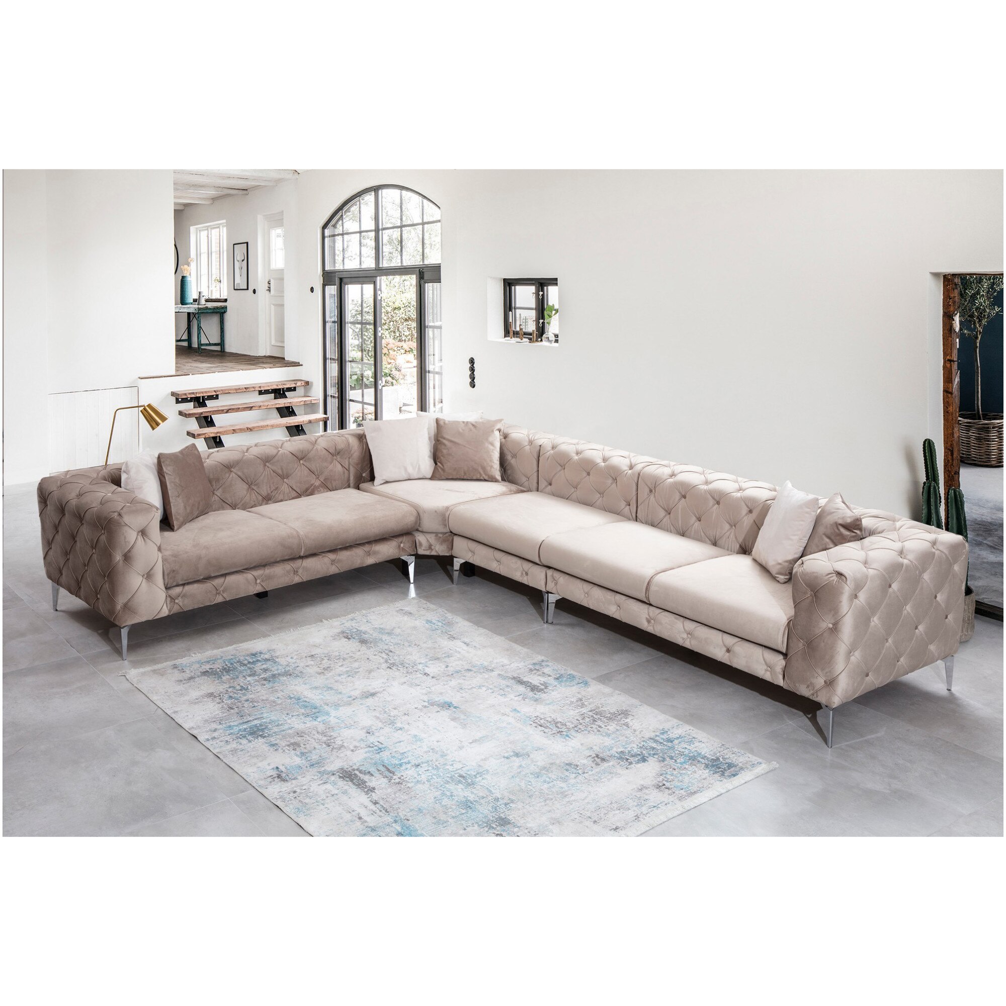 Coltar modular Atelier Del Sofa Almira, 350x90x73cm, Bej - eMAG.ro