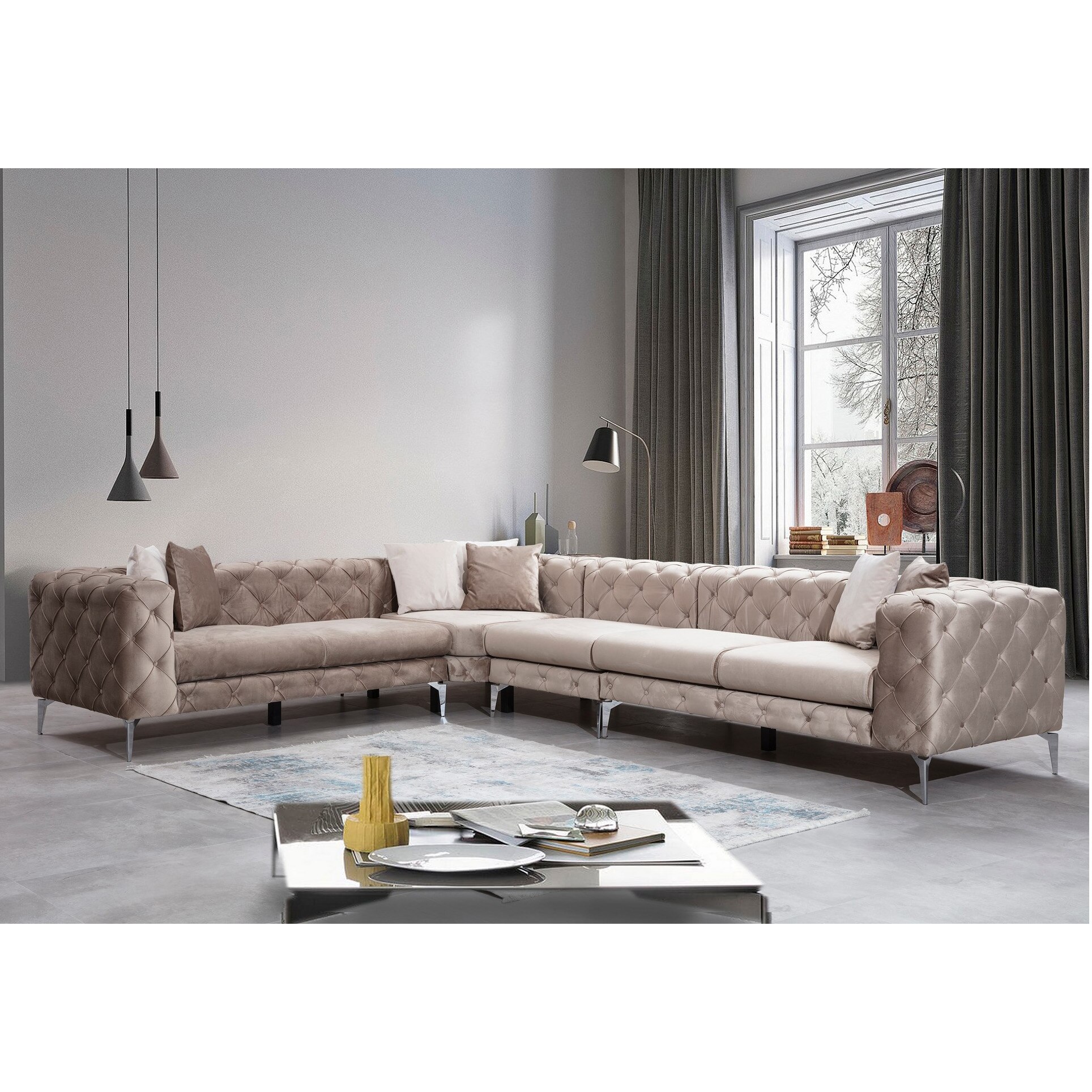 Coltar modular Atelier Del Sofa Almira, 350x90x73cm, Bej - eMAG.ro