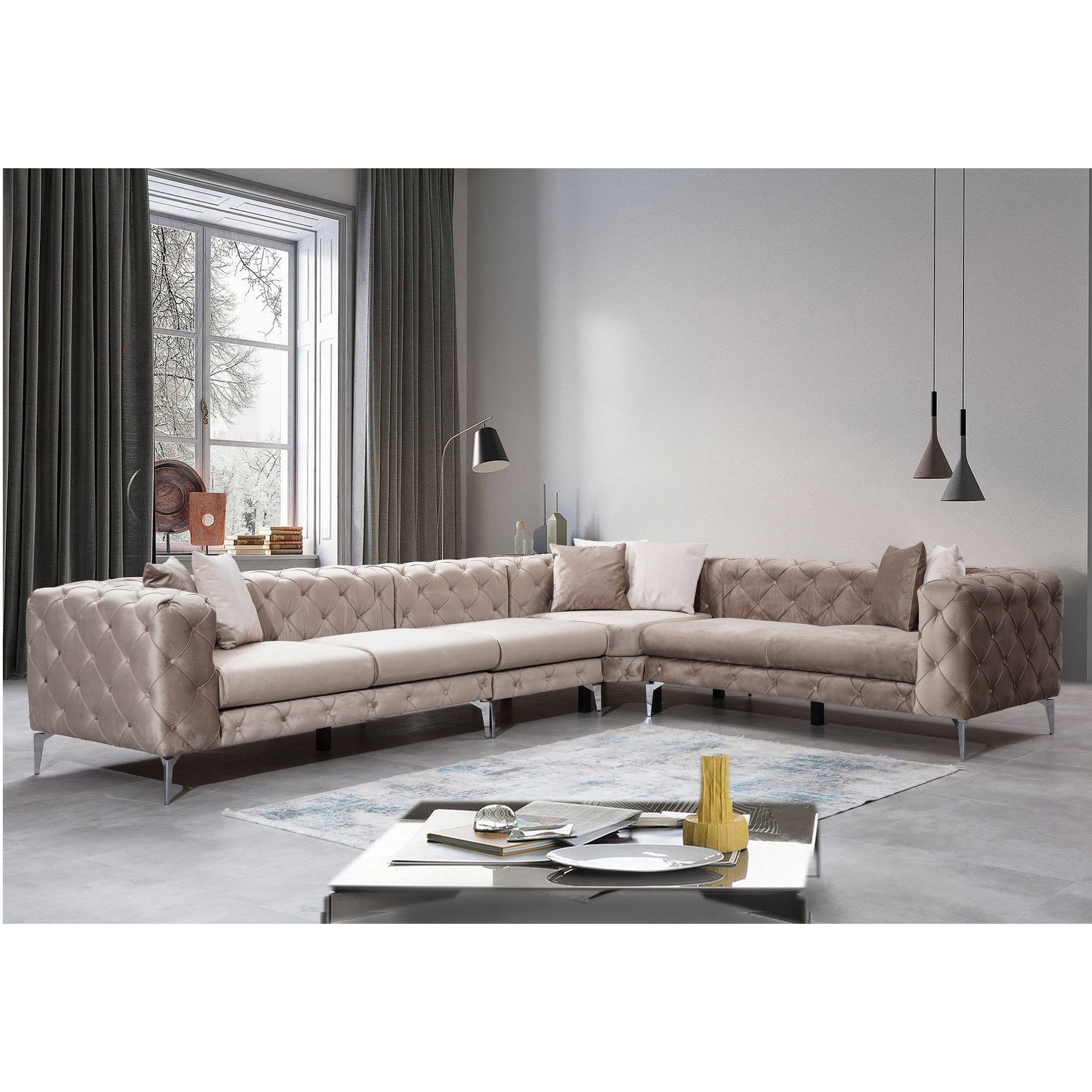 Coltar modular Atelier Del Sofa Almira, 350x90x73cm, Bej - eMAG.ro