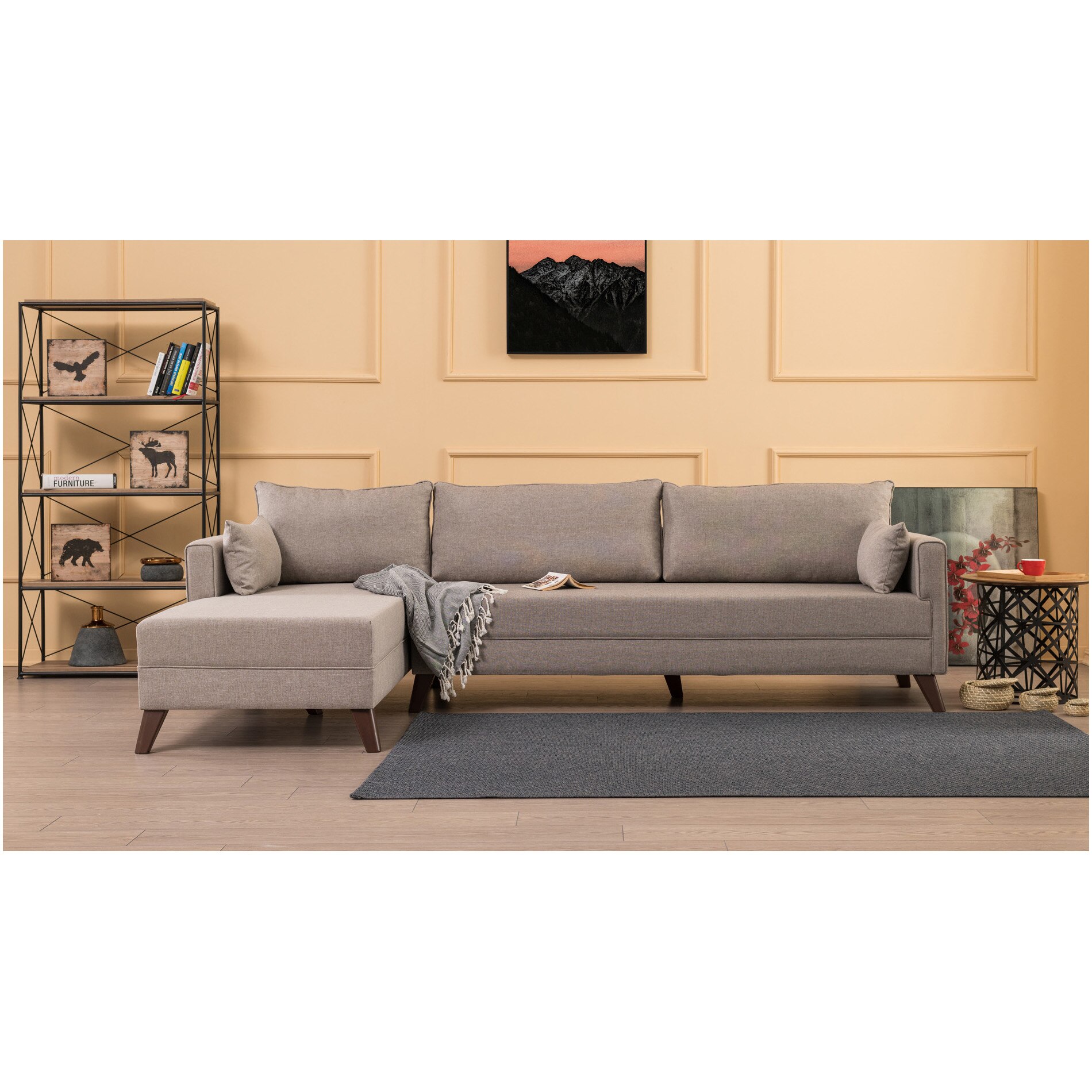 Coltar modular Atelier Del Sofa Bella, 275x85x165cm, Cream - eMAG.ro