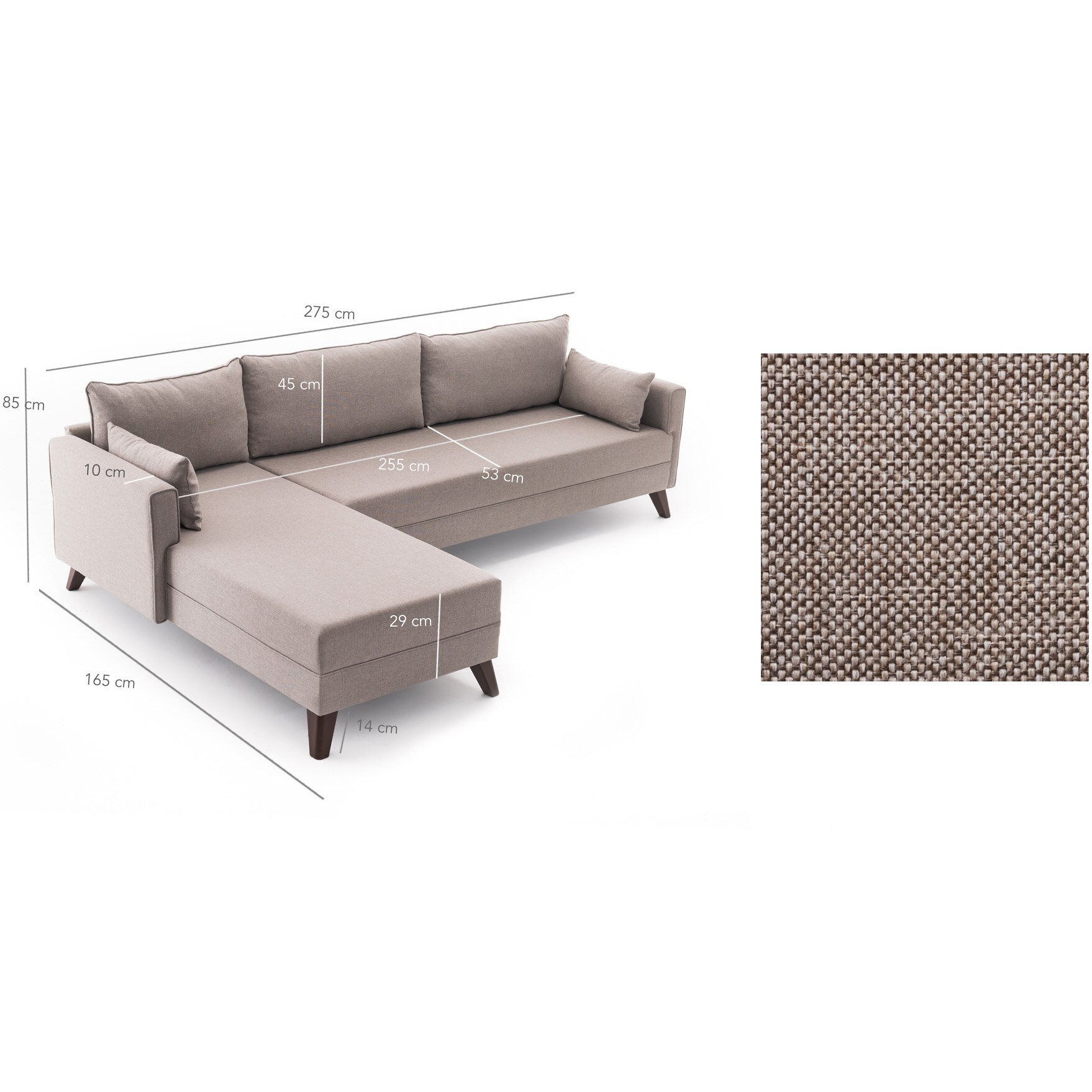 Coltar modular Atelier Del Sofa Bella, 275x85x165cm, Cream - eMAG.ro