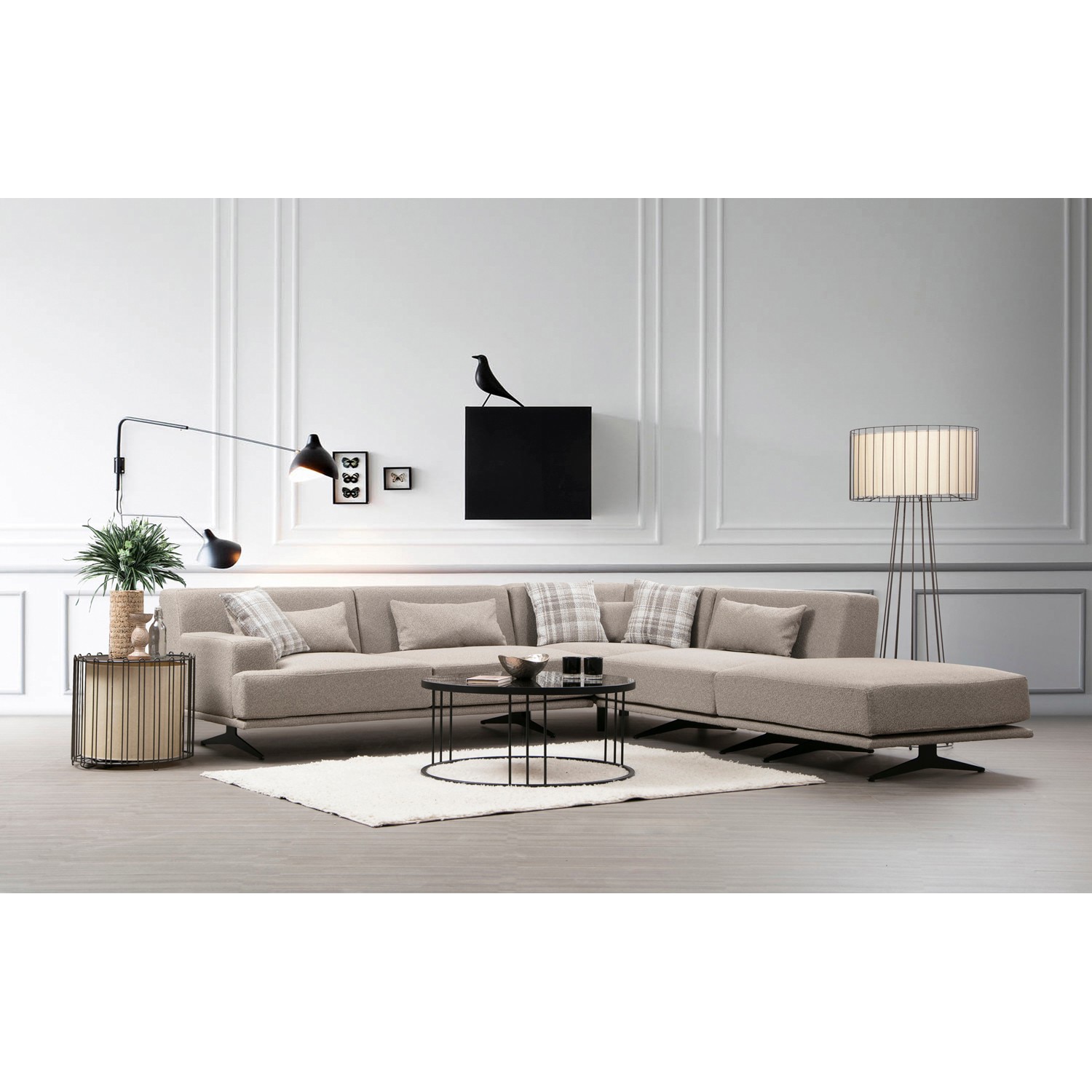 Coltar modular Atelier Del Sofa Bentley, 302x188x80cm, Bej - eMAG.ro