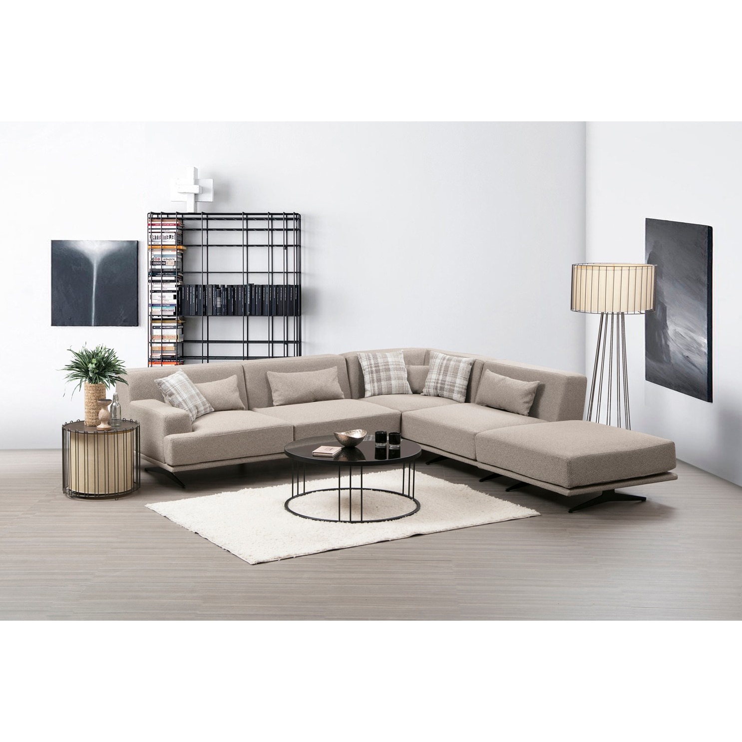 Coltar modular Atelier Del Sofa Bentley, 302x188x80cm, Bej - eMAG.ro