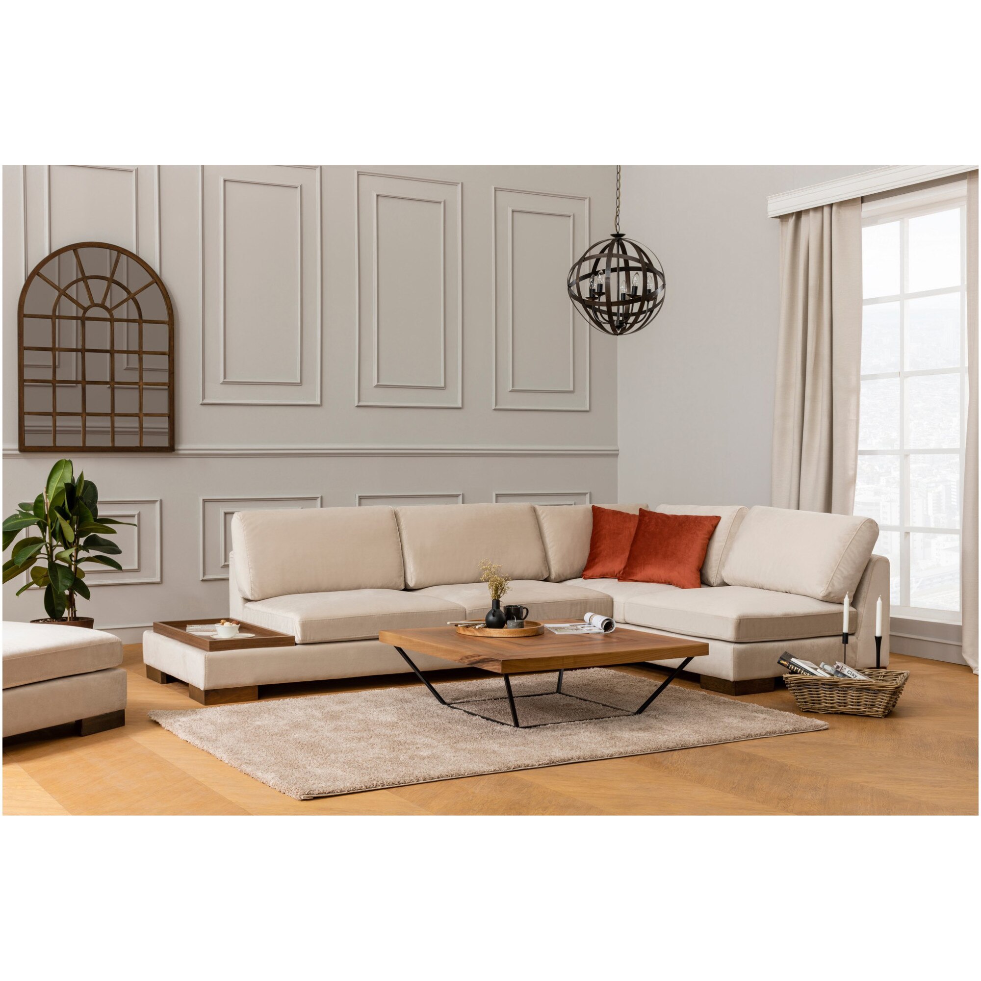 Coltar modular Atelier Del Sofa Casey, 313x97x63cm, Bej - eMAG.ro