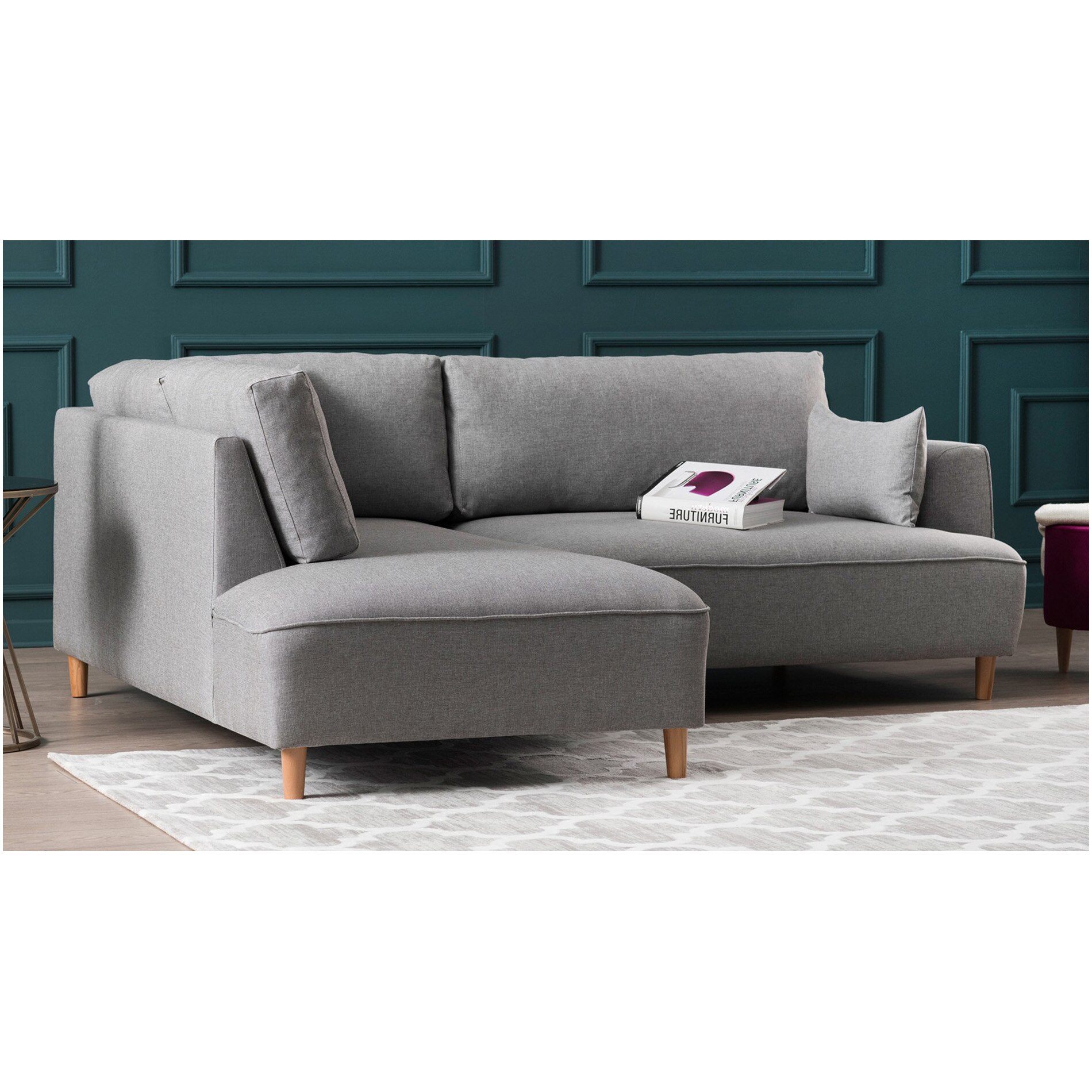 Coltar modular Atelier Del Sofa Felix, 236x90x195cm, Gri deschis - eMAG.ro