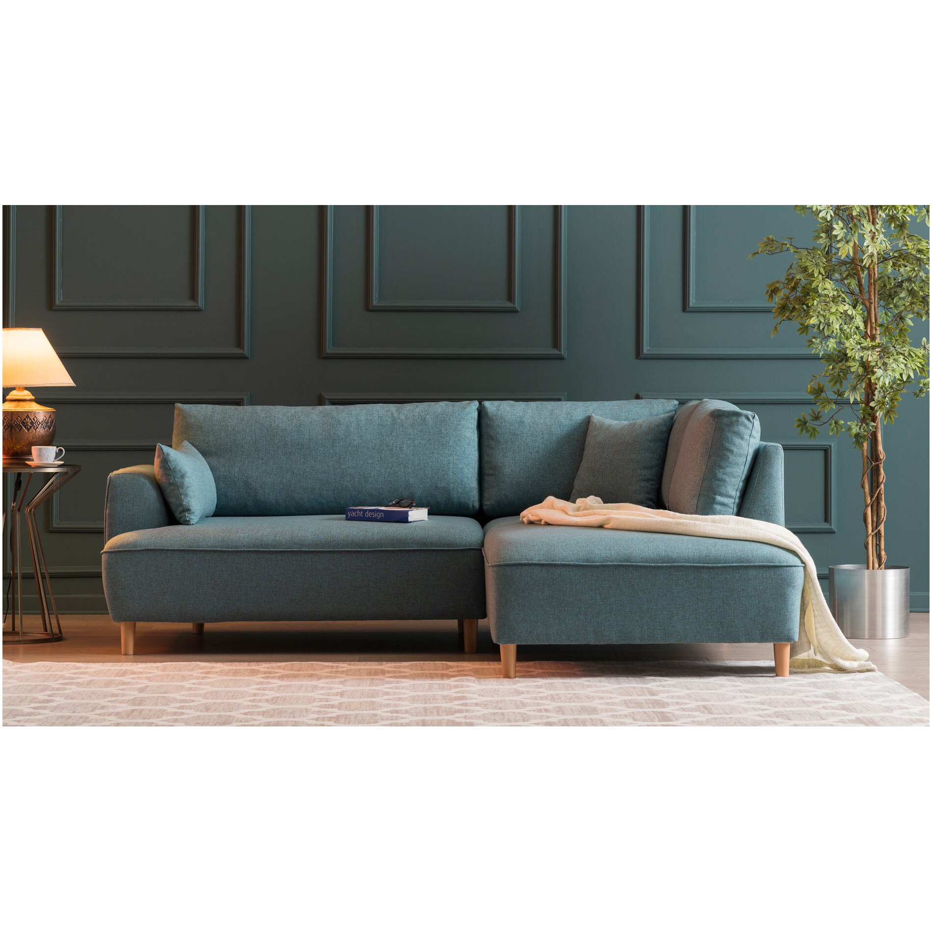 Coltar modular Atelier Del Sofa Felix, 236x90x195cm, Turcoaz - eMAG.ro
