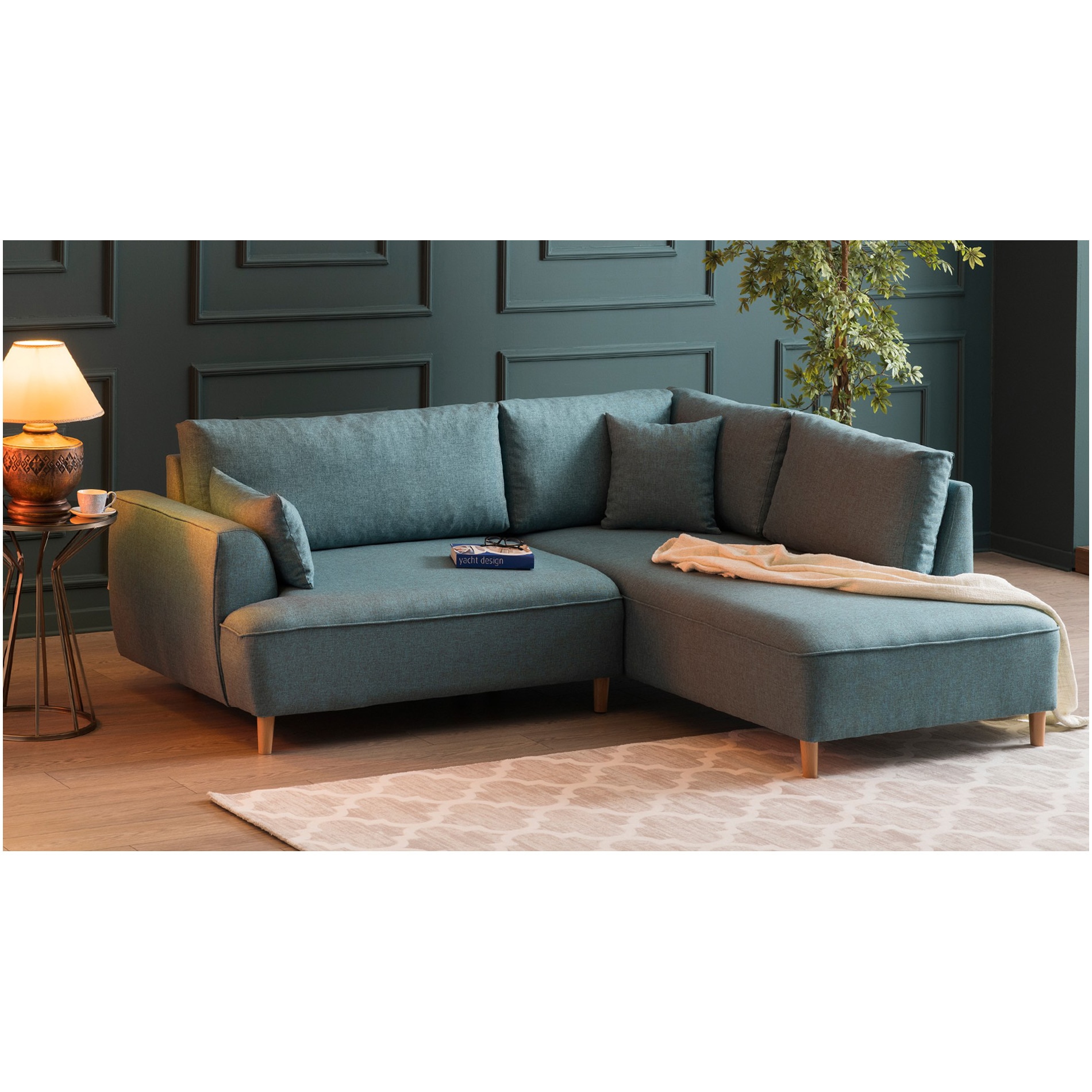 Coltar modular Atelier Del Sofa Felix, 236x90x195cm, Turcoaz - eMAG.ro
