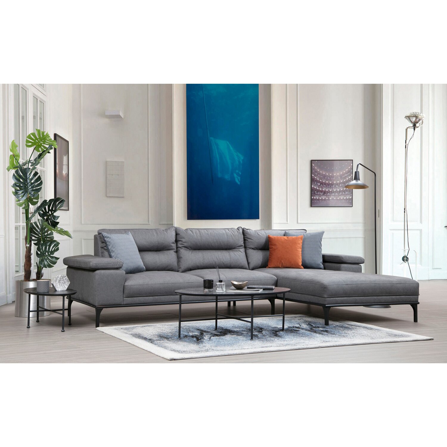 Coltar modular Atelier Del Sofa Hollywood, 309x188x89cm, Gri - eMAG.ro