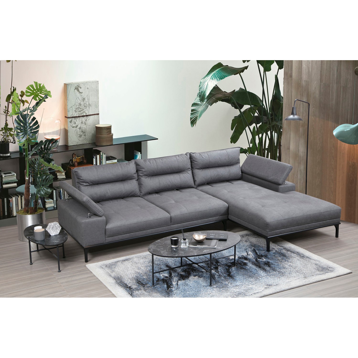 Coltar modular Atelier Del Sofa Hollywood, 309x188x89cm, Gri - eMAG.ro