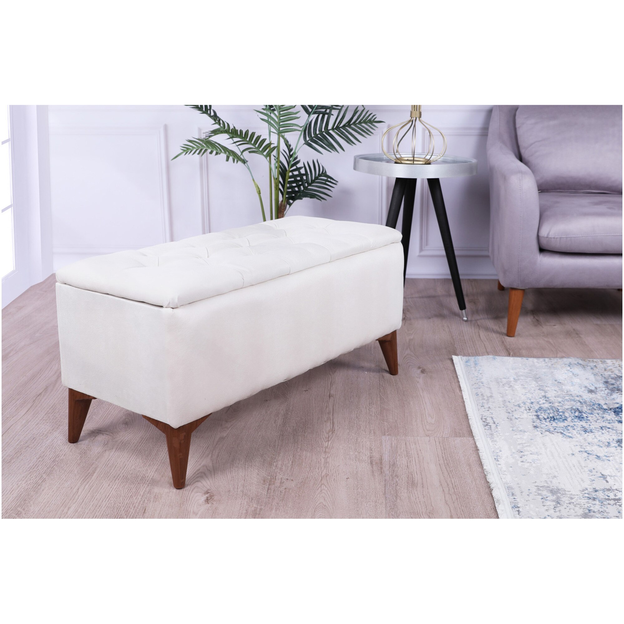 Taburet Atelier Del Sofa Fiona, 90x40x52cm, Cream - eMAG.ro