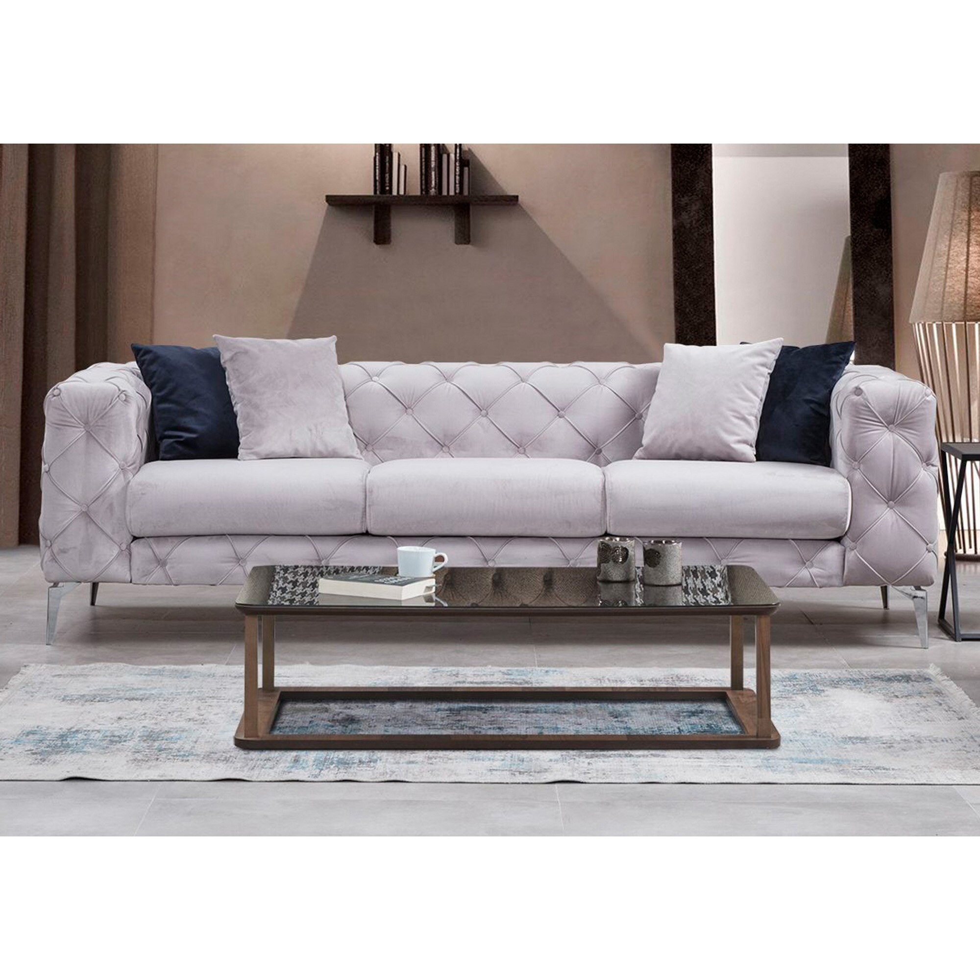 Canapea fixa cu 3 locuri Atelier Del Sofa Almira, 237x90x73cm, Gri ...