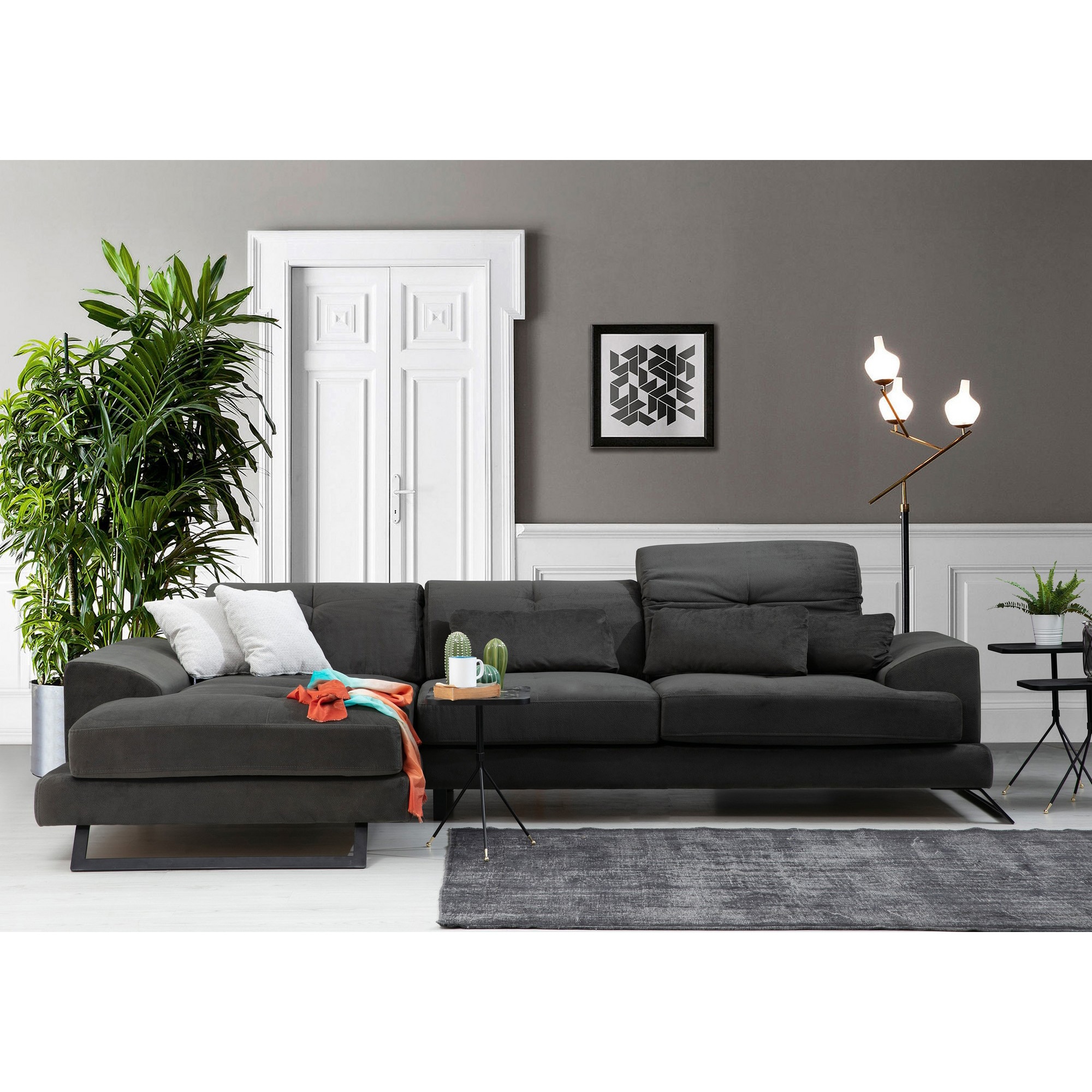 Coltar modular Atelier Del Sofa Frida, 308x100x92cm, Antracit - eMAG.ro
