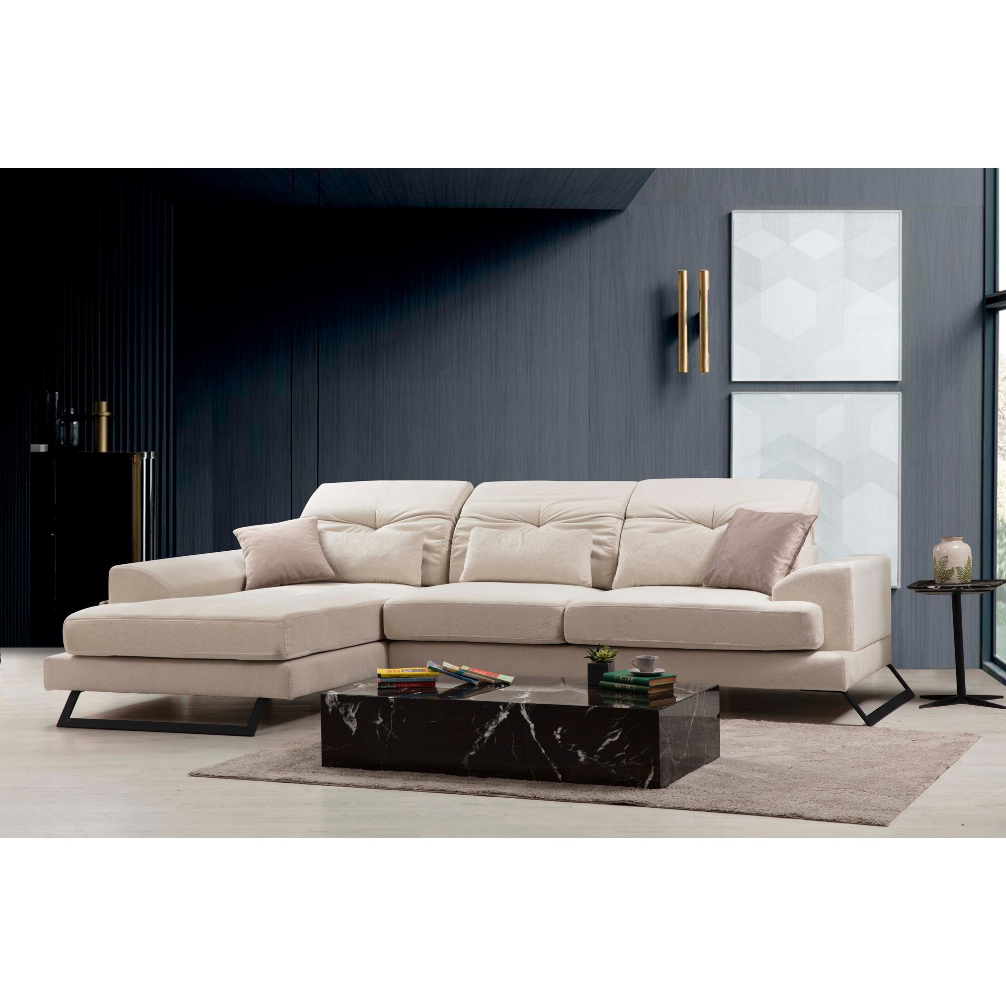 Coltar modular Atelier Del Sofa Frida, 308x100x92cm, Ecru - eMAG.ro