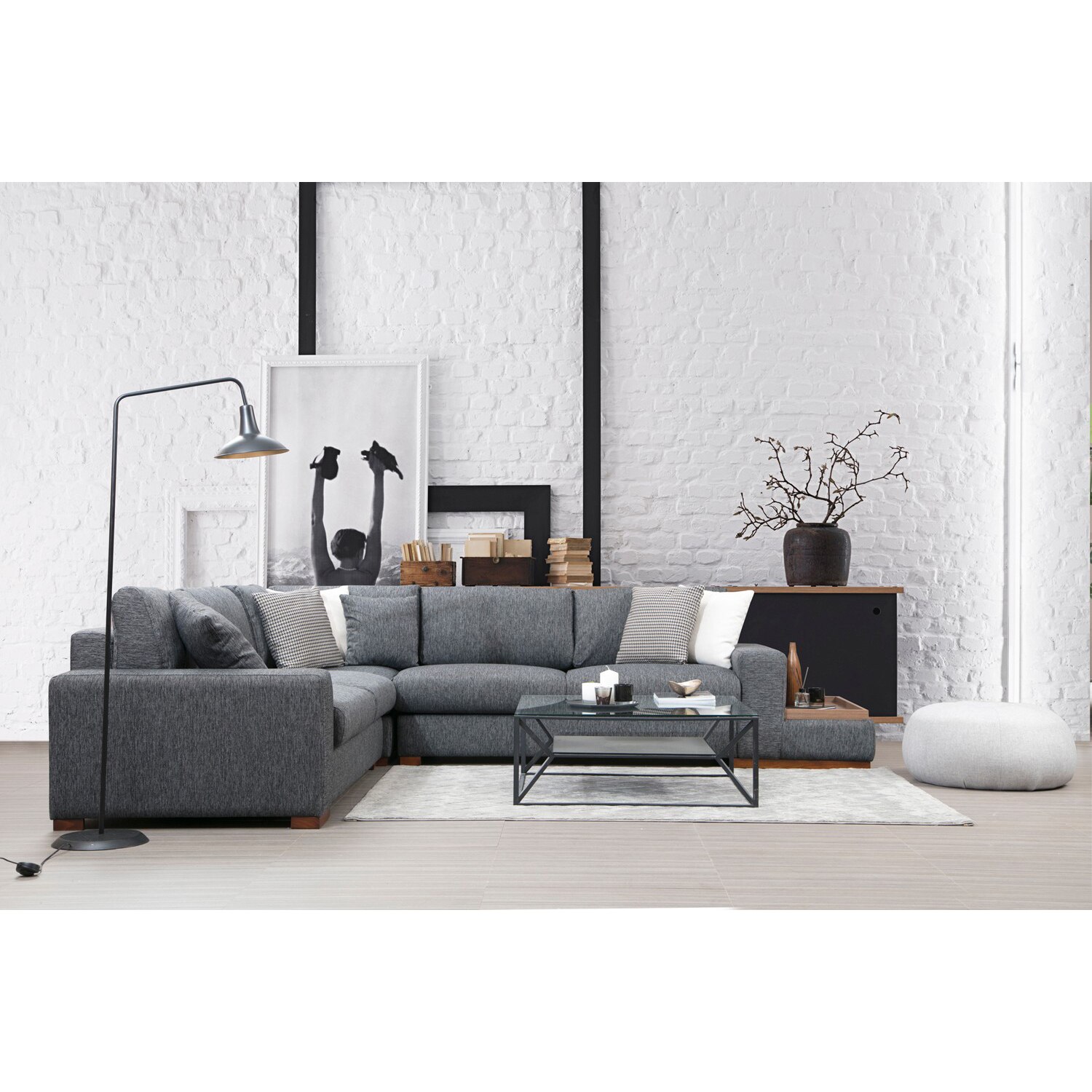 Coltar modular Atelier Del Sofa Loop, 323x95x85cm, Antracit - eMAG.ro