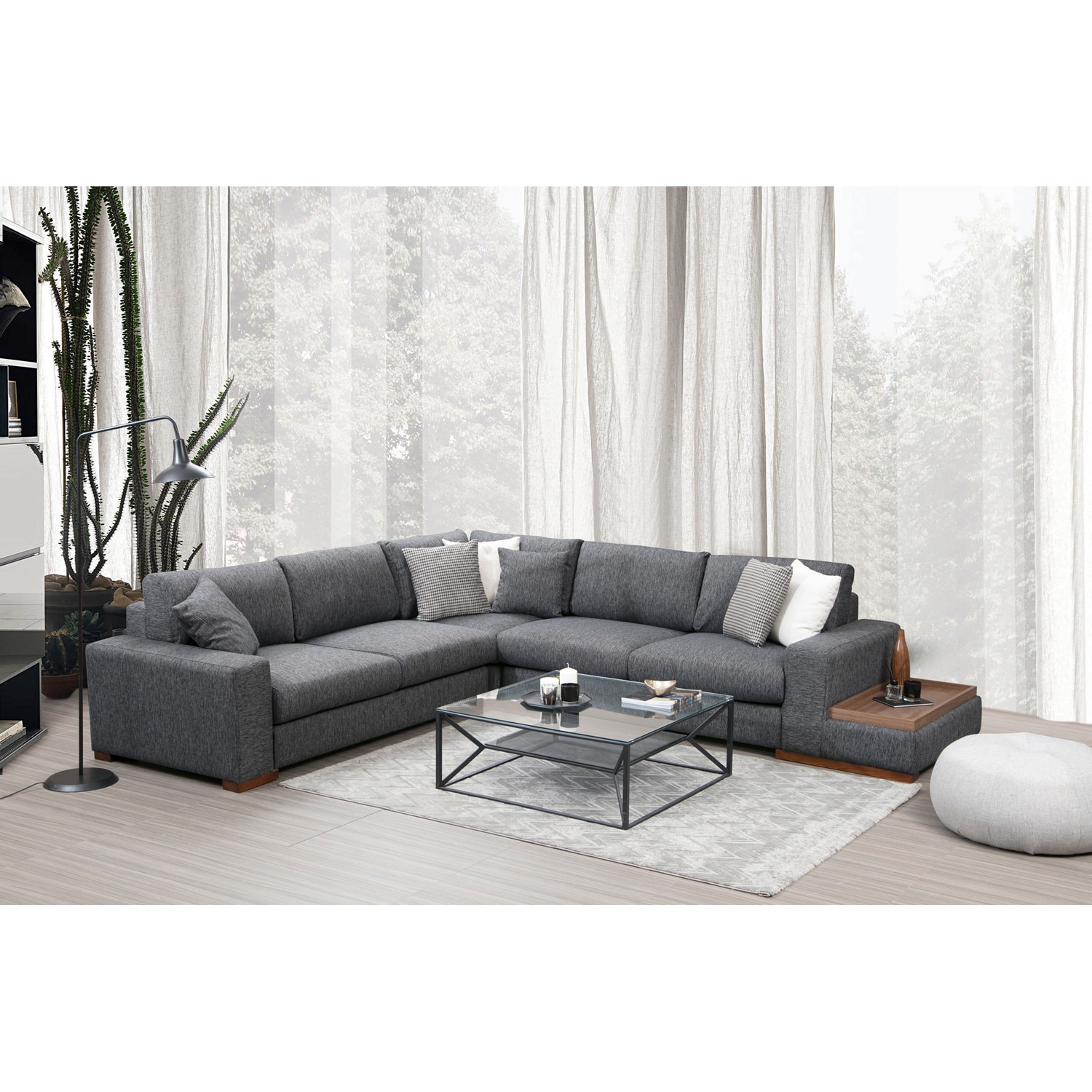 Coltar modular Atelier Del Sofa Loop, 323x95x85cm, Antracit - eMAG.ro