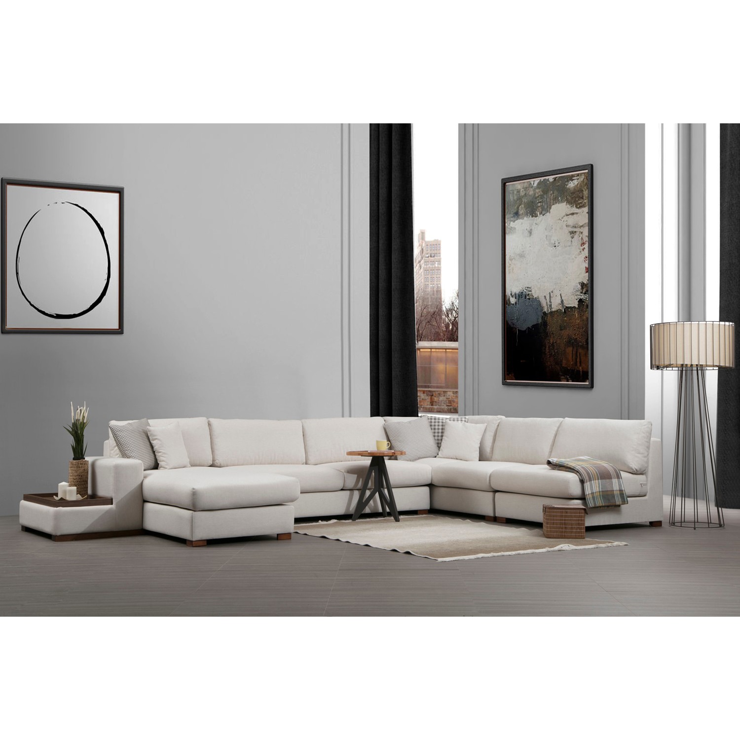 Coltar modular Atelier Del Sofa Loop, 429x95x85cm, Bej - eMAG.ro