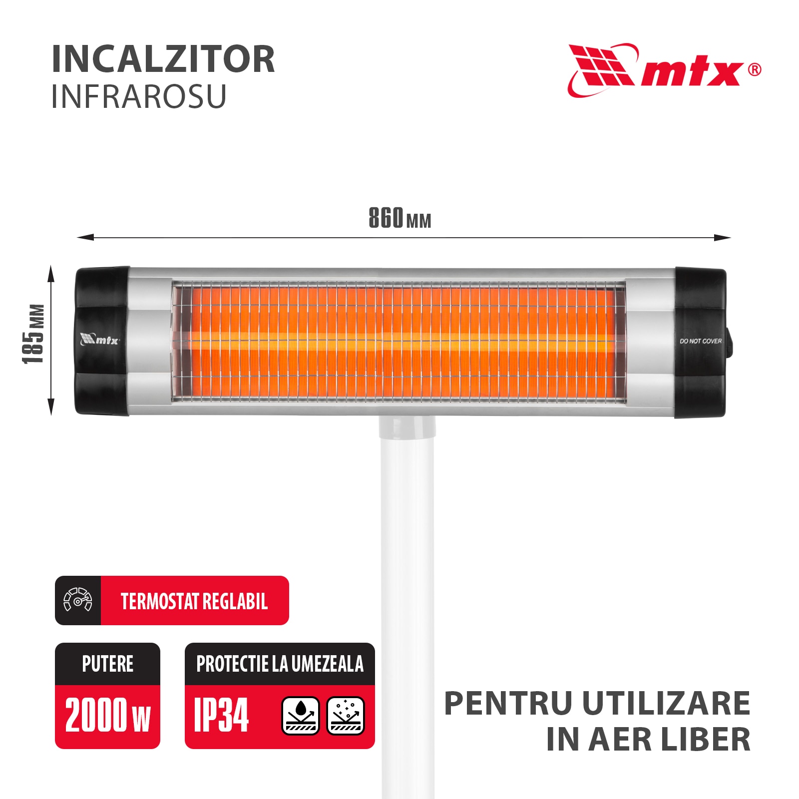 Radiator quart IQH-2000, 230V, 2000W, MTX - eMAG.ro