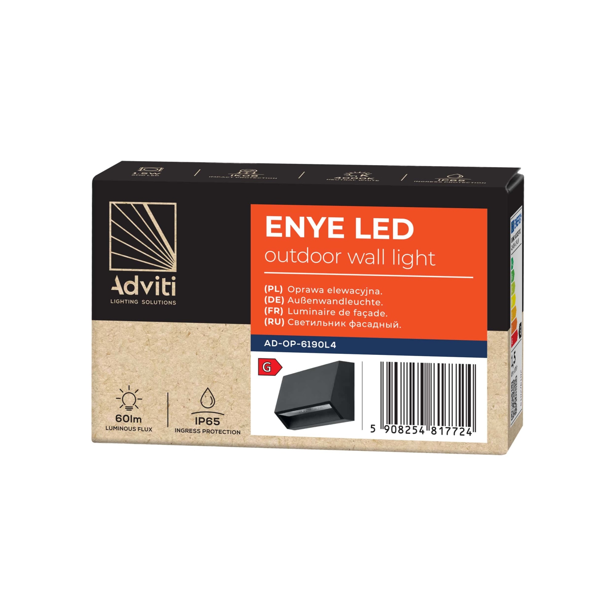 Corp iluminat fatada ADVITI Enye AD-OP-6190L4, 1.5W, LED SMD, 60lm ...